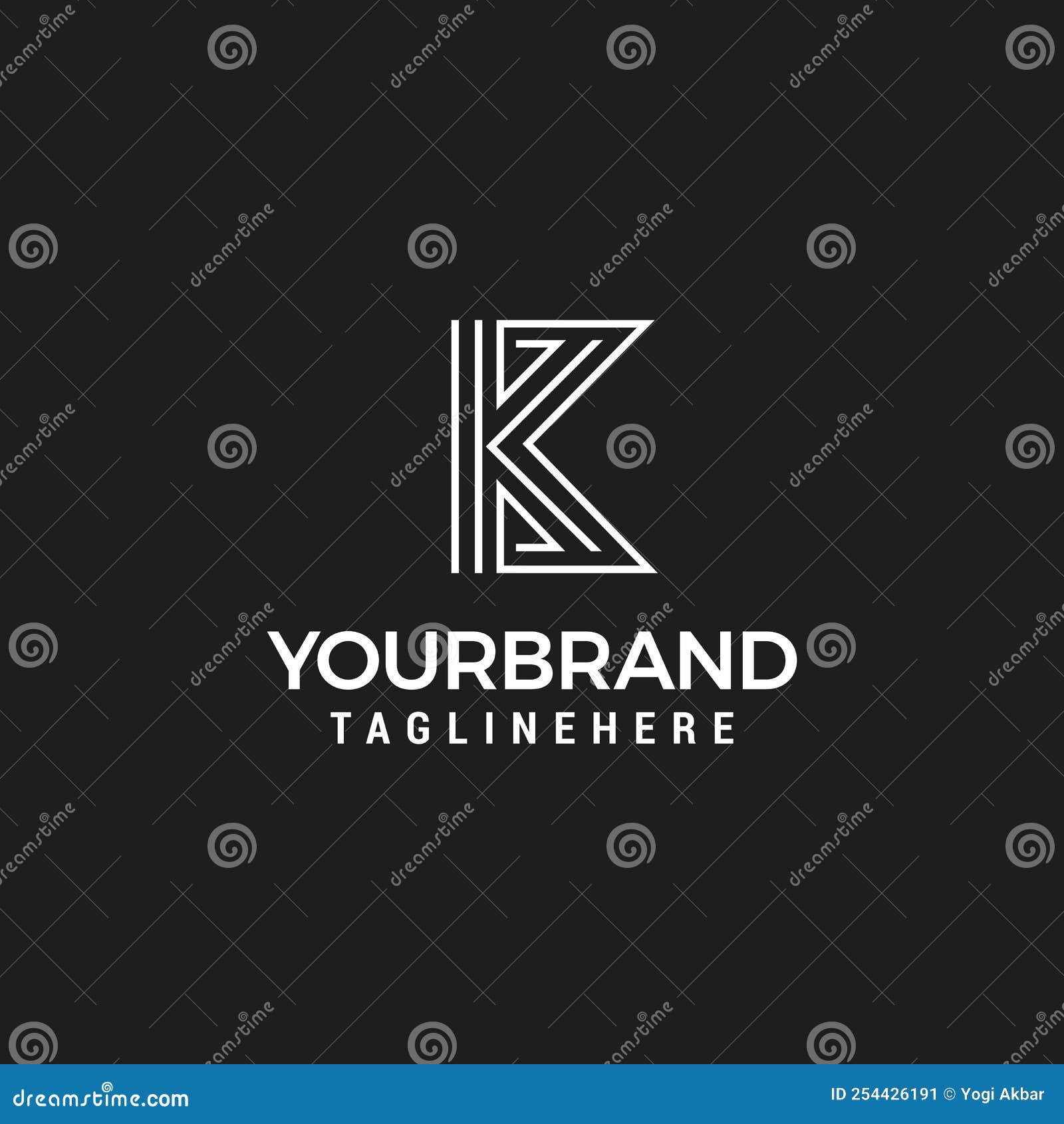 Initials Monogram with Letter K Logo Line Design Template Vector Stock Vector - Illustration of ...