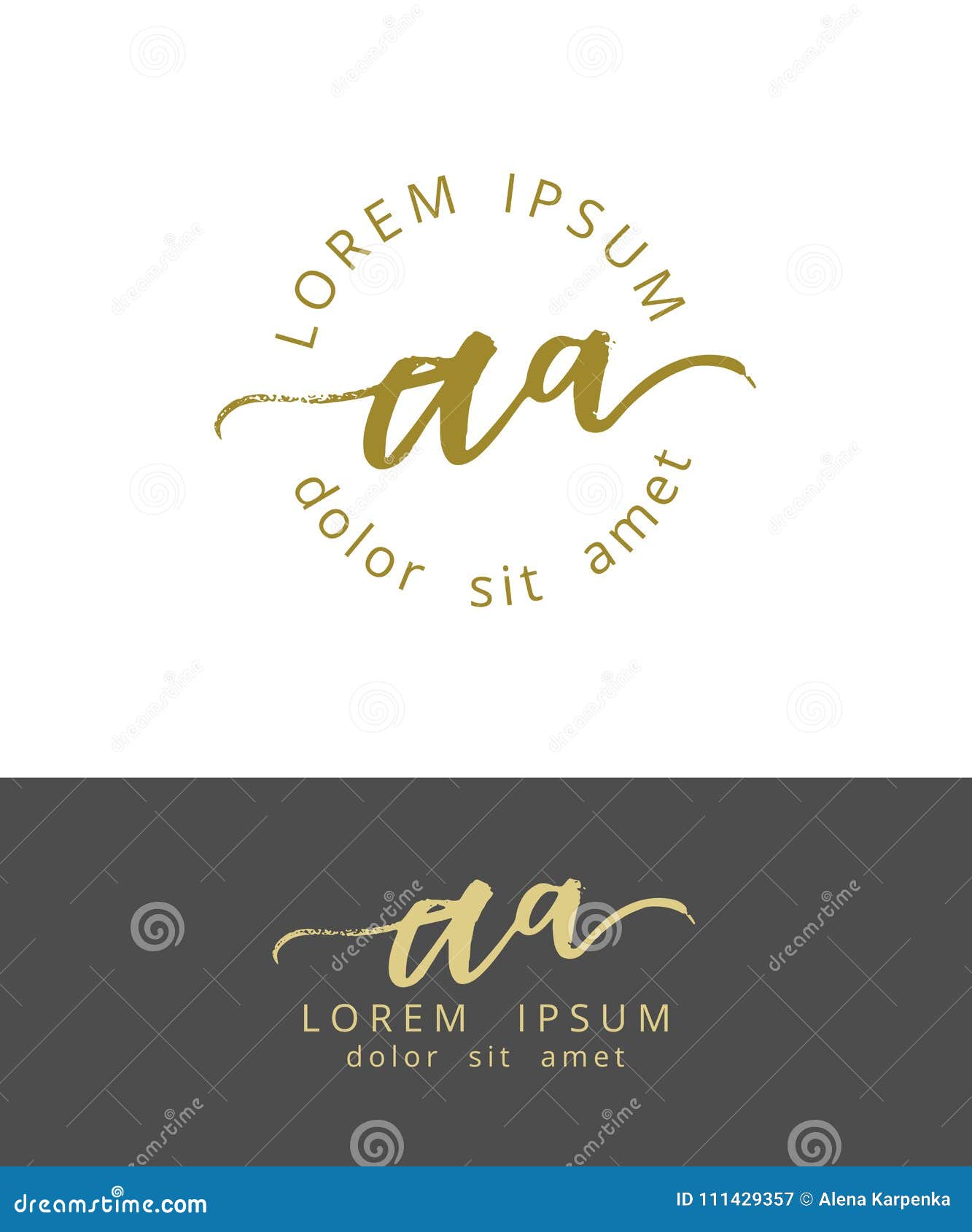 A a. Initials Monogram Logo Design. Dry Brush Calligraphy Artwork Stock ...