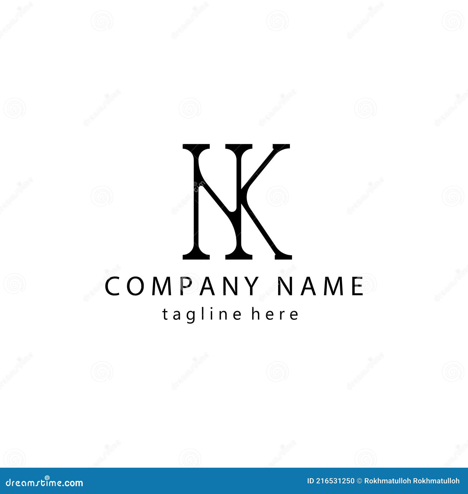 Initials NK Logo Typography Outline Design Vector Illustration Stock ...