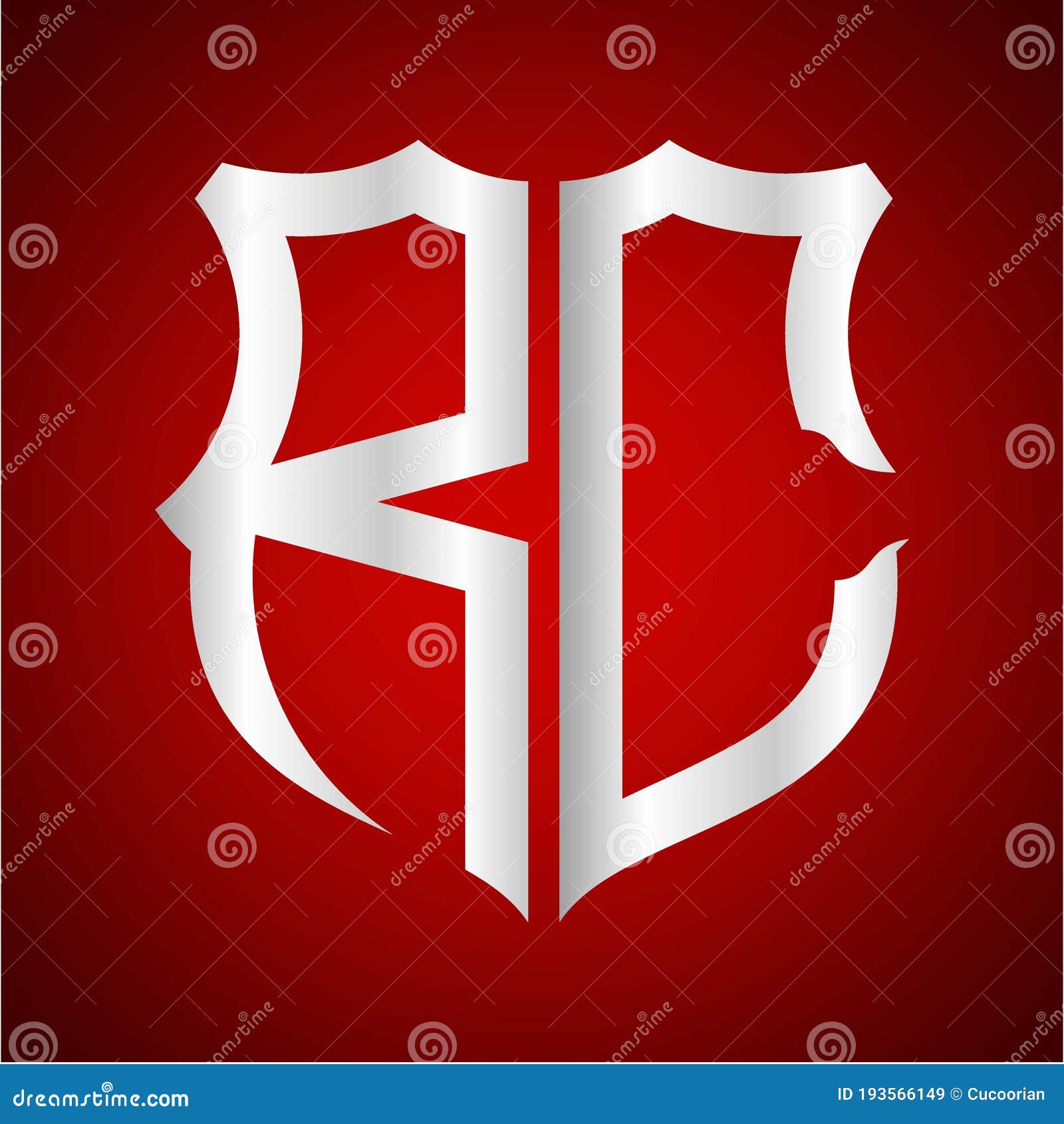Initials R C Shield Shape with Silver Color Stock Vector - Illustration ...
