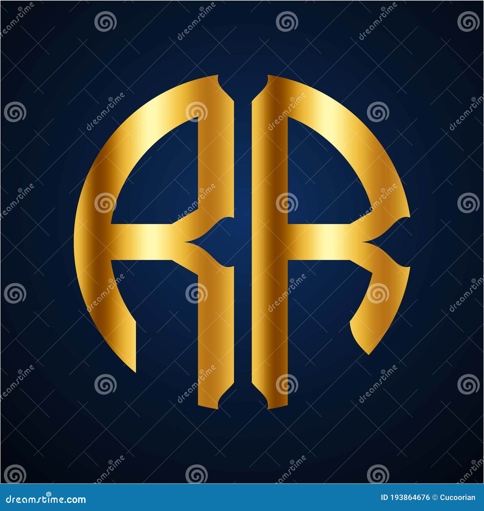 Initials R R Circular Shape and Elegant Gold Color Stock Vector ...