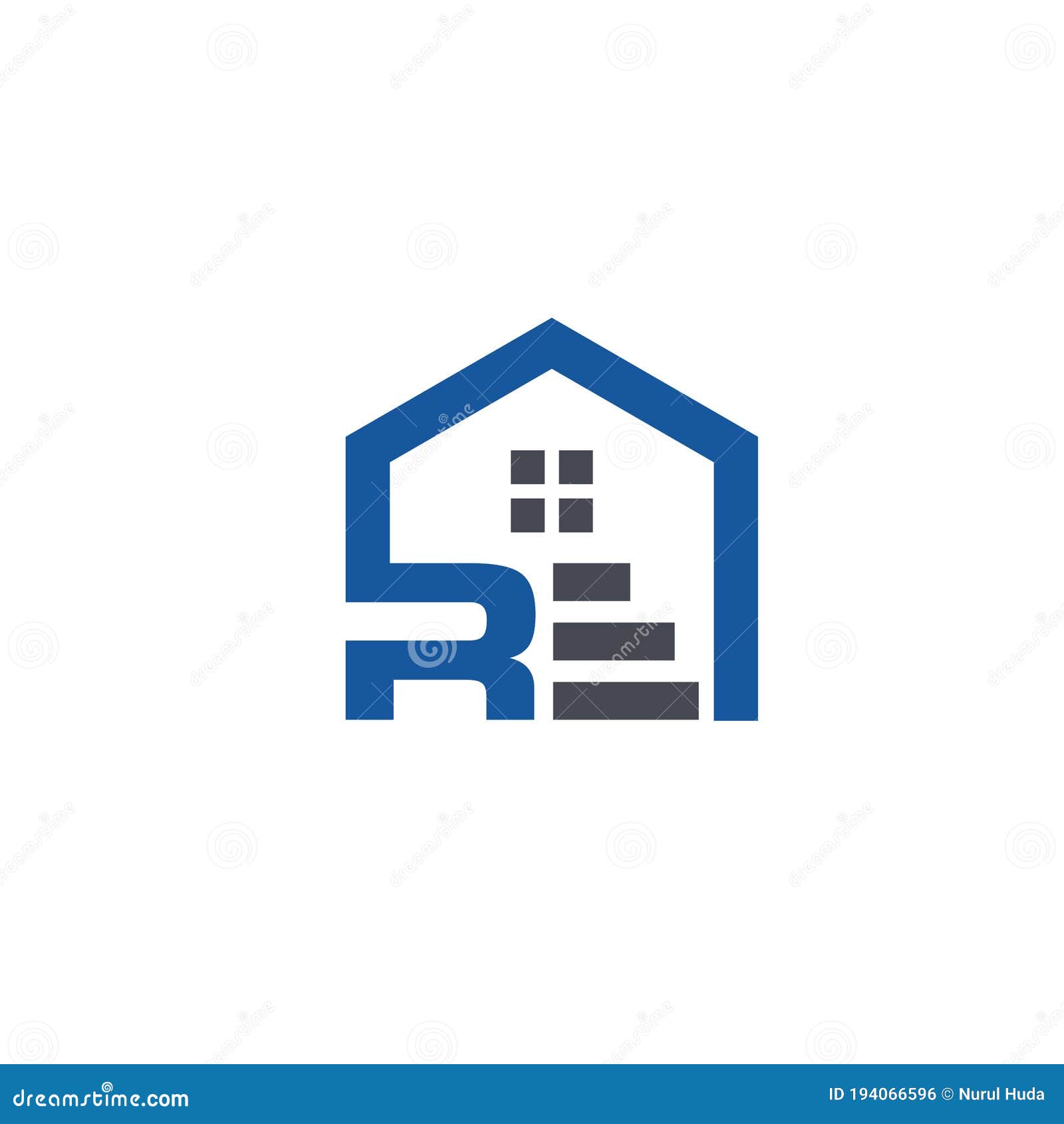 Initials R and E Logo for the Real Estate Industry Agency Design Simple ...