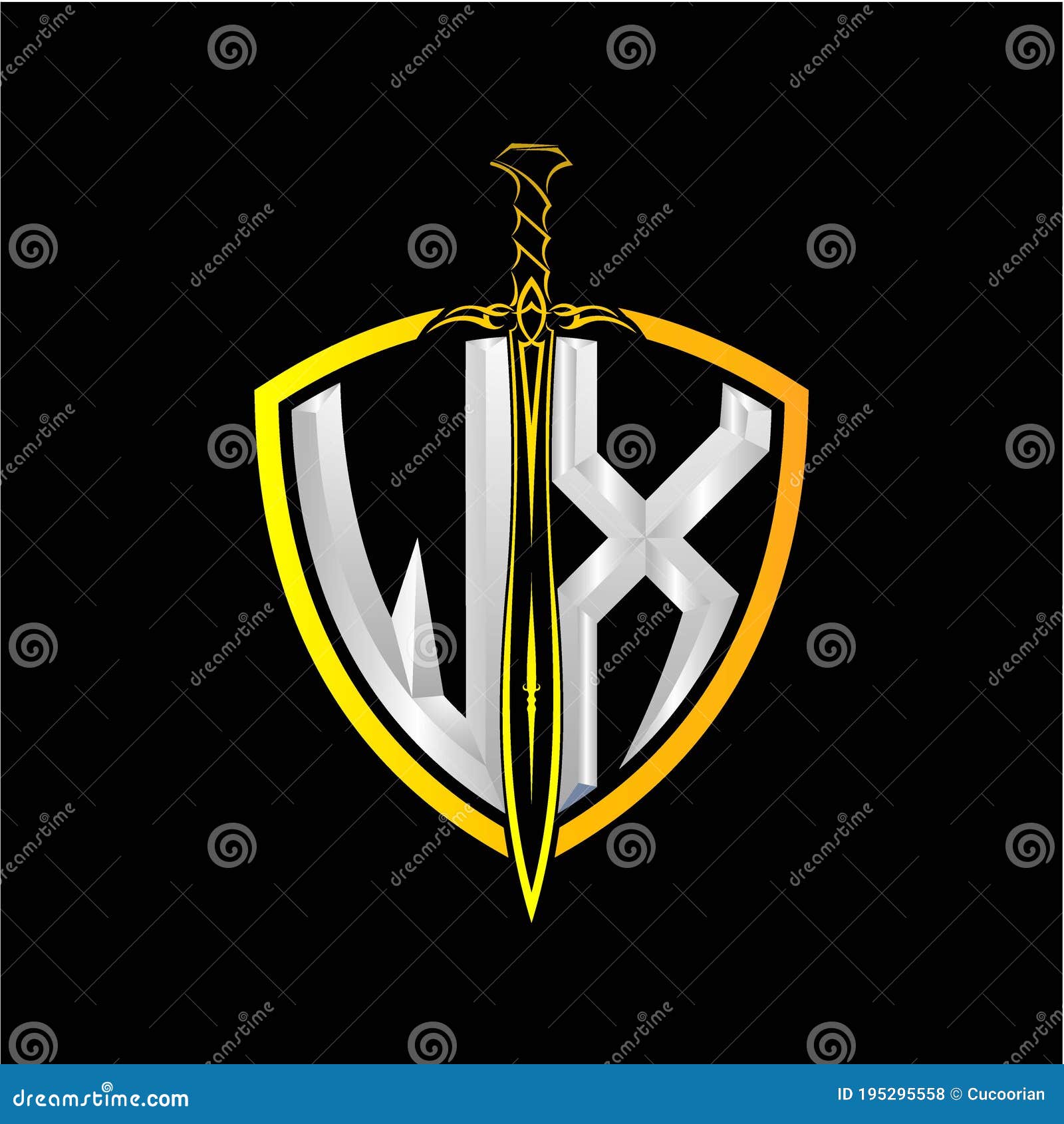The Initials W X is a Shield Decorated with Knightly Swords, the ...