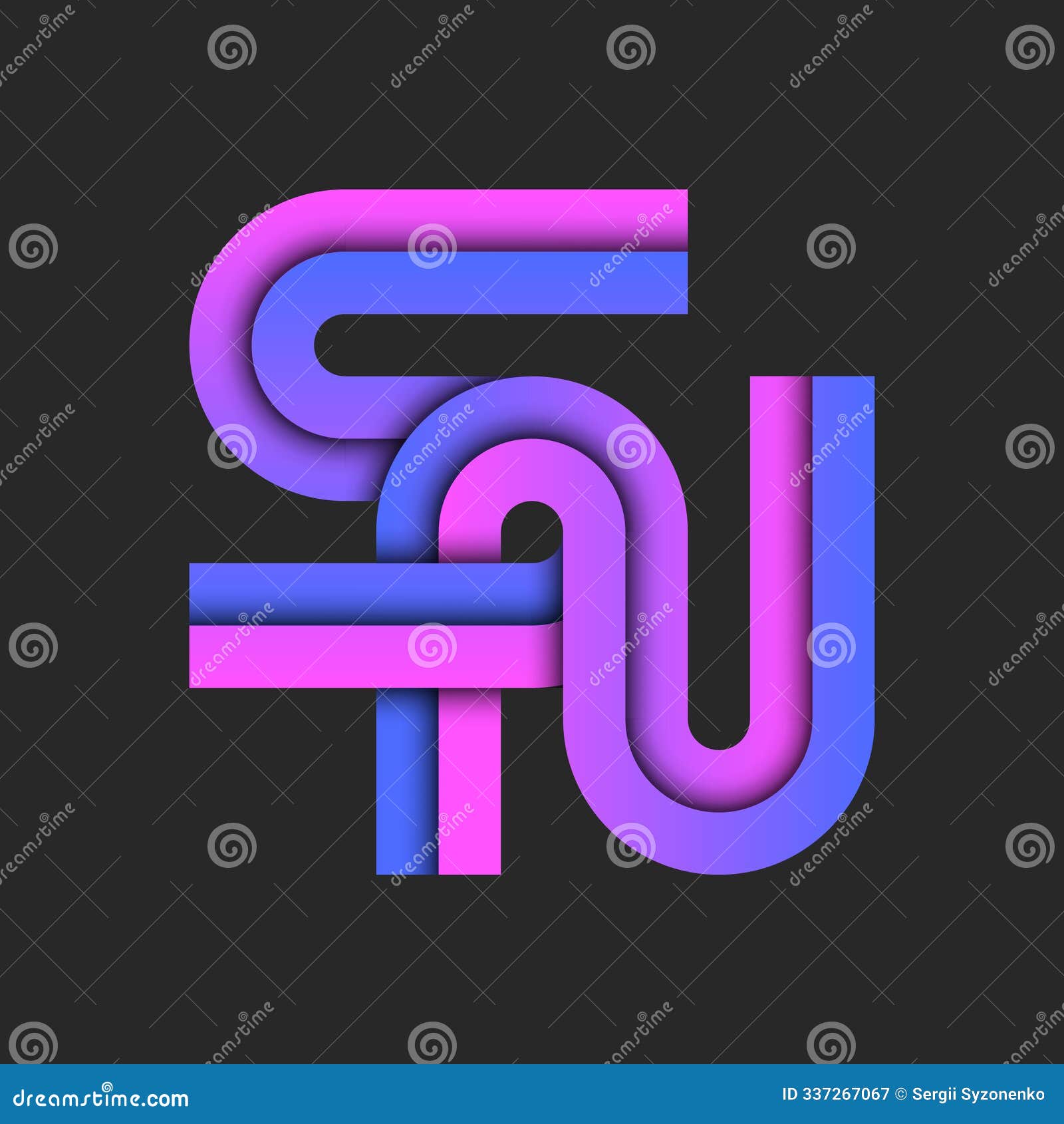 Initials SN or NS Monogram Logo Design Featuring Intertwining 3d ...