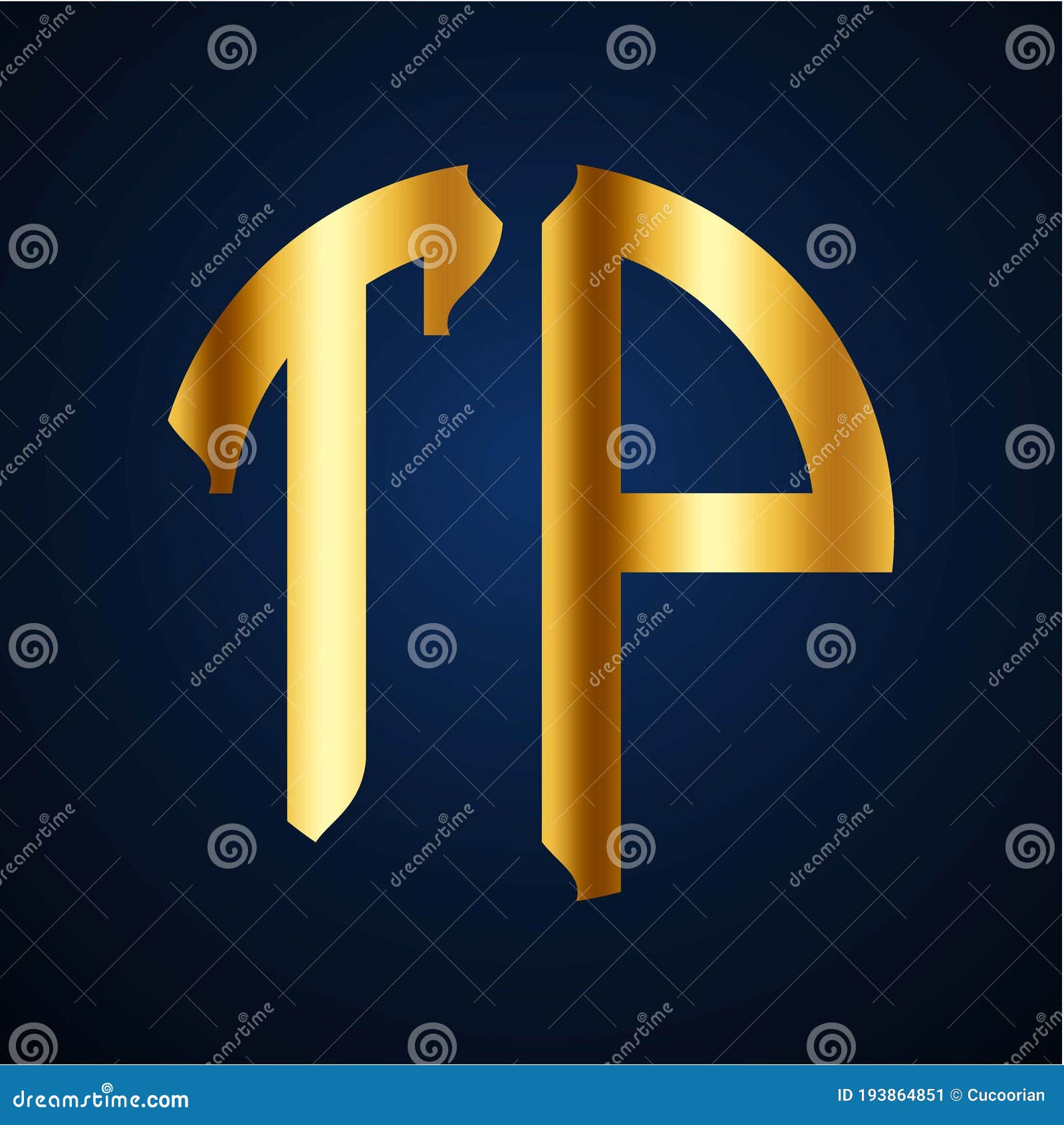 Initials T P Circular Shape and Elegant Gold Color Stock Vector ...