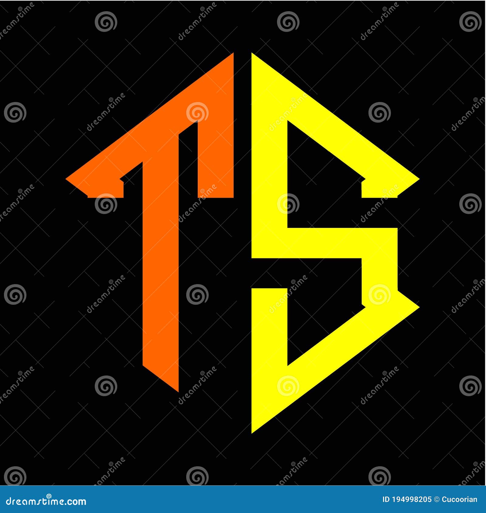 The Initials T S Hexagon Monogram Logo in Orange and Yellow Stock ...