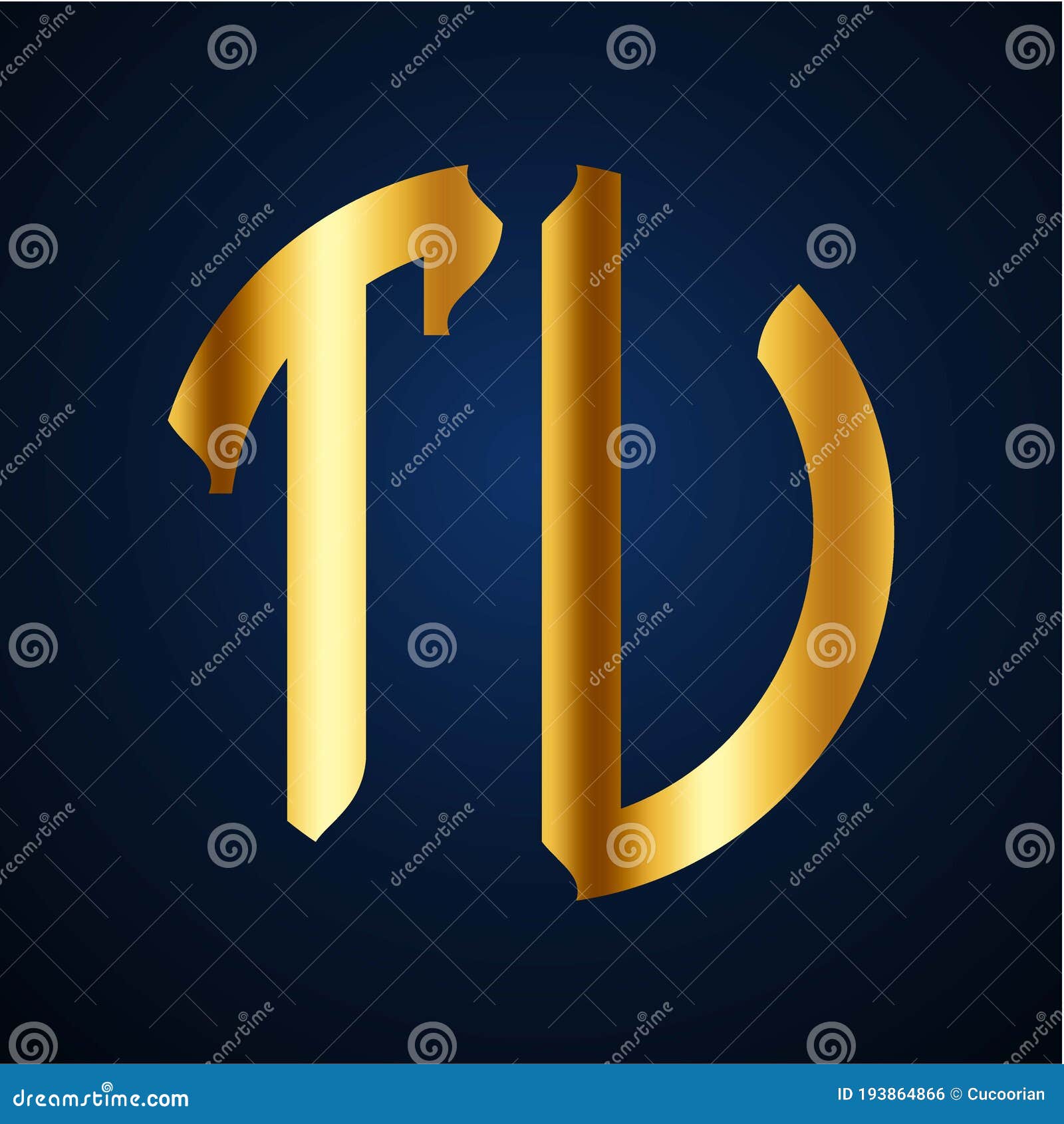 Initials T U Circular Shape and Elegant Gold Color Stock Vector ...