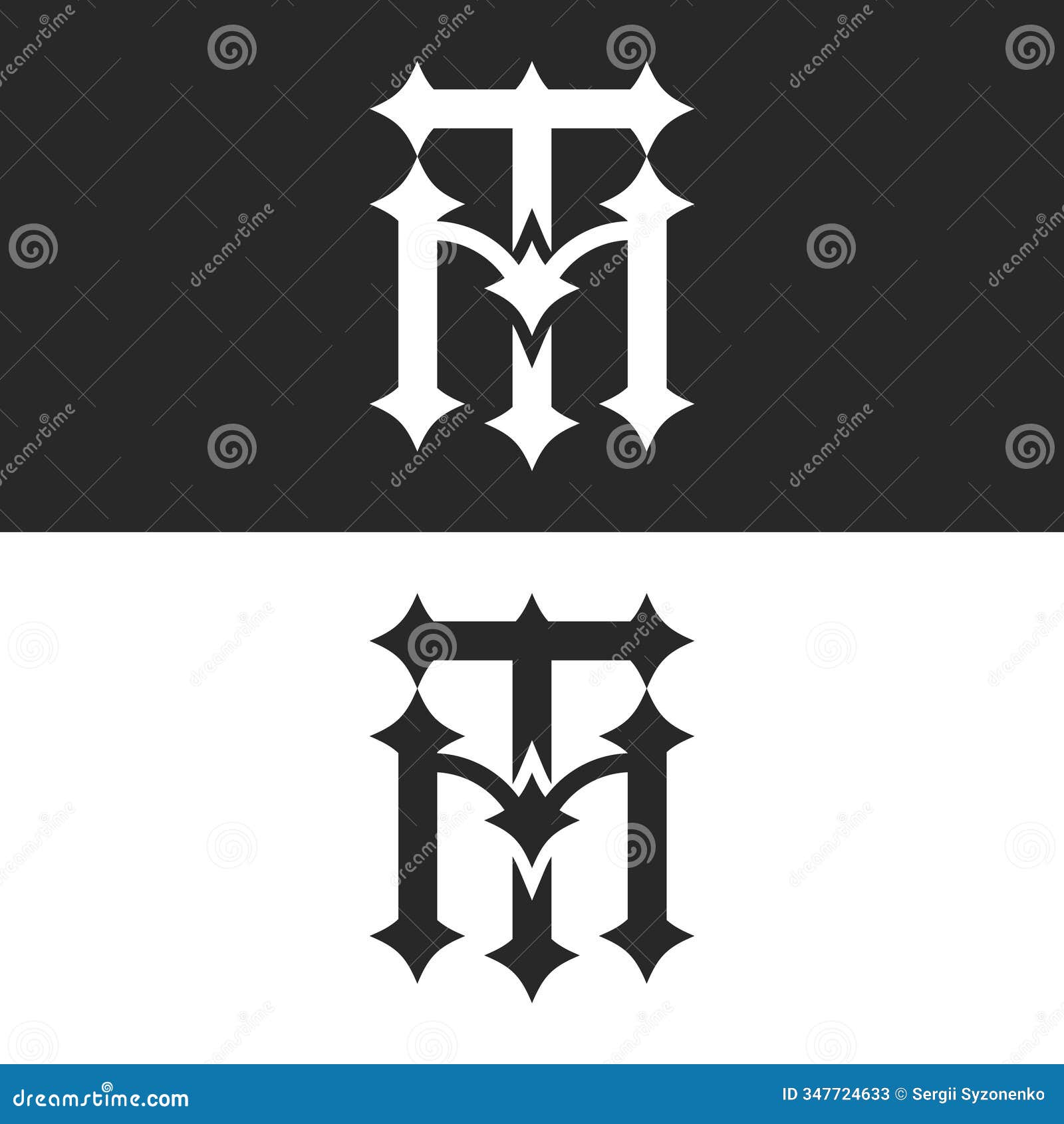 Initials Tm or Mt Letters Monogram Logo Design in Black and White ...