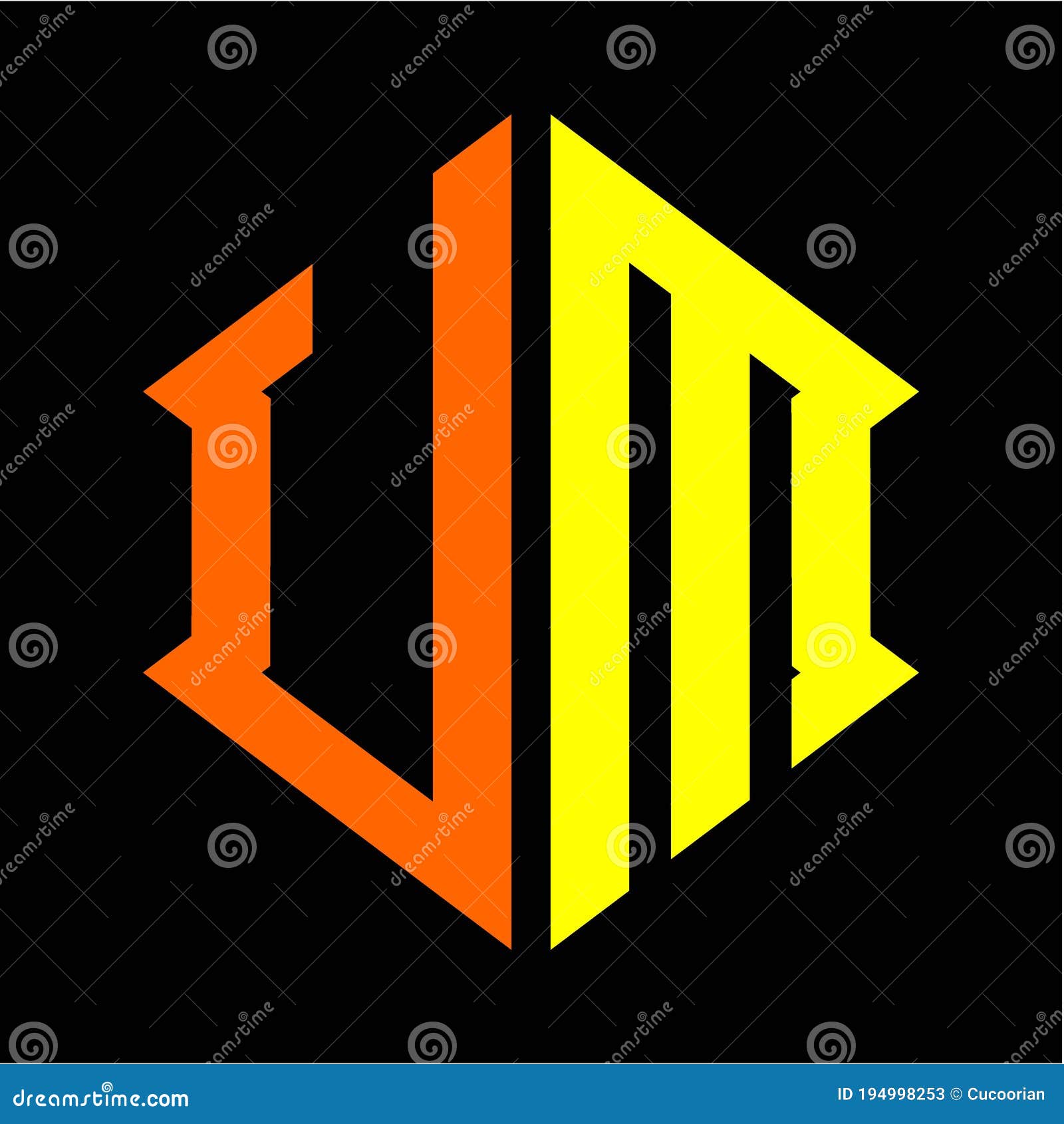 The Initials U M Hexagon Monogram Logo in Orange and Yellow Stock ...