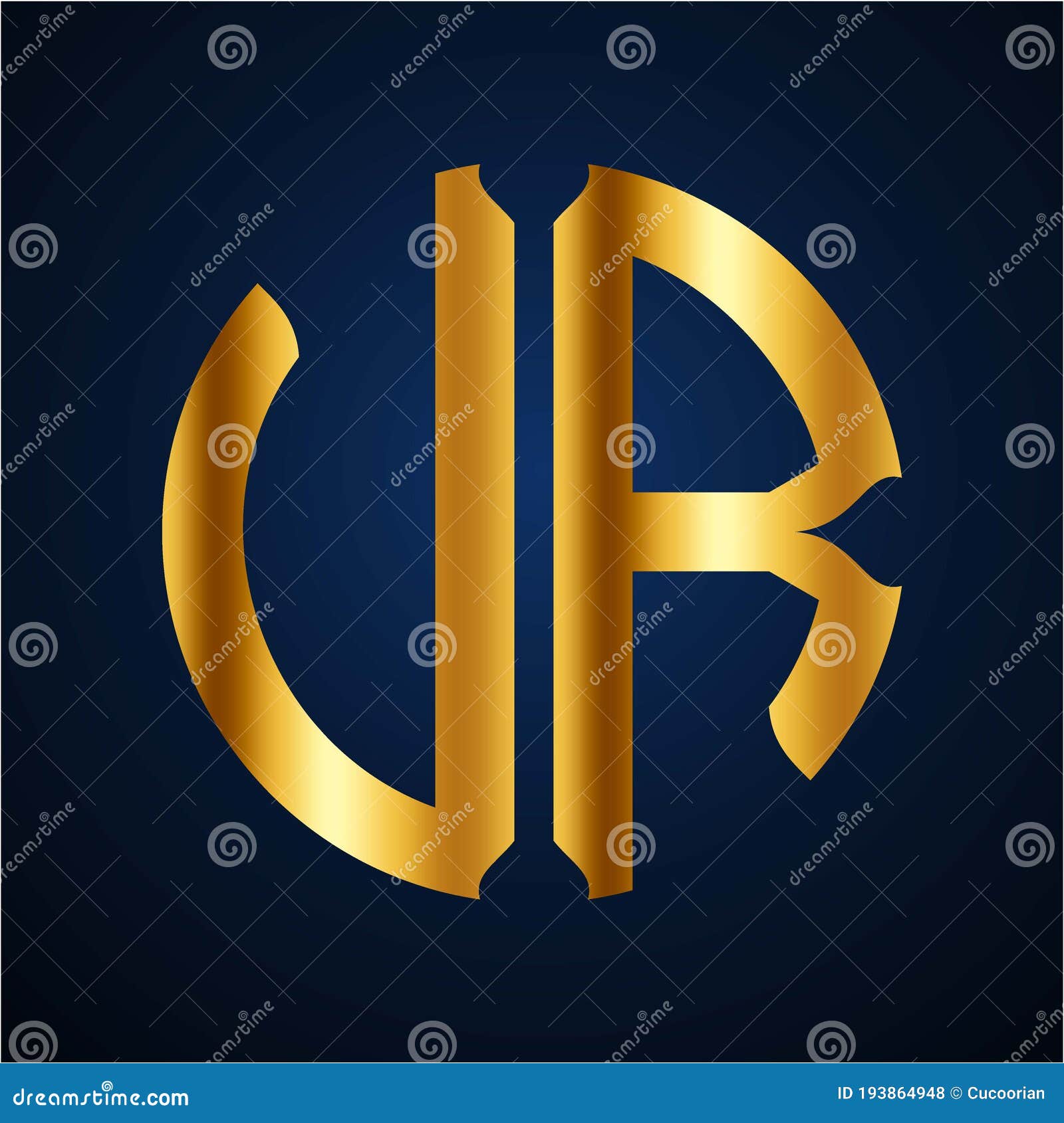 Initials U R Circular Shape and Elegant Gold Color Stock Vector ...