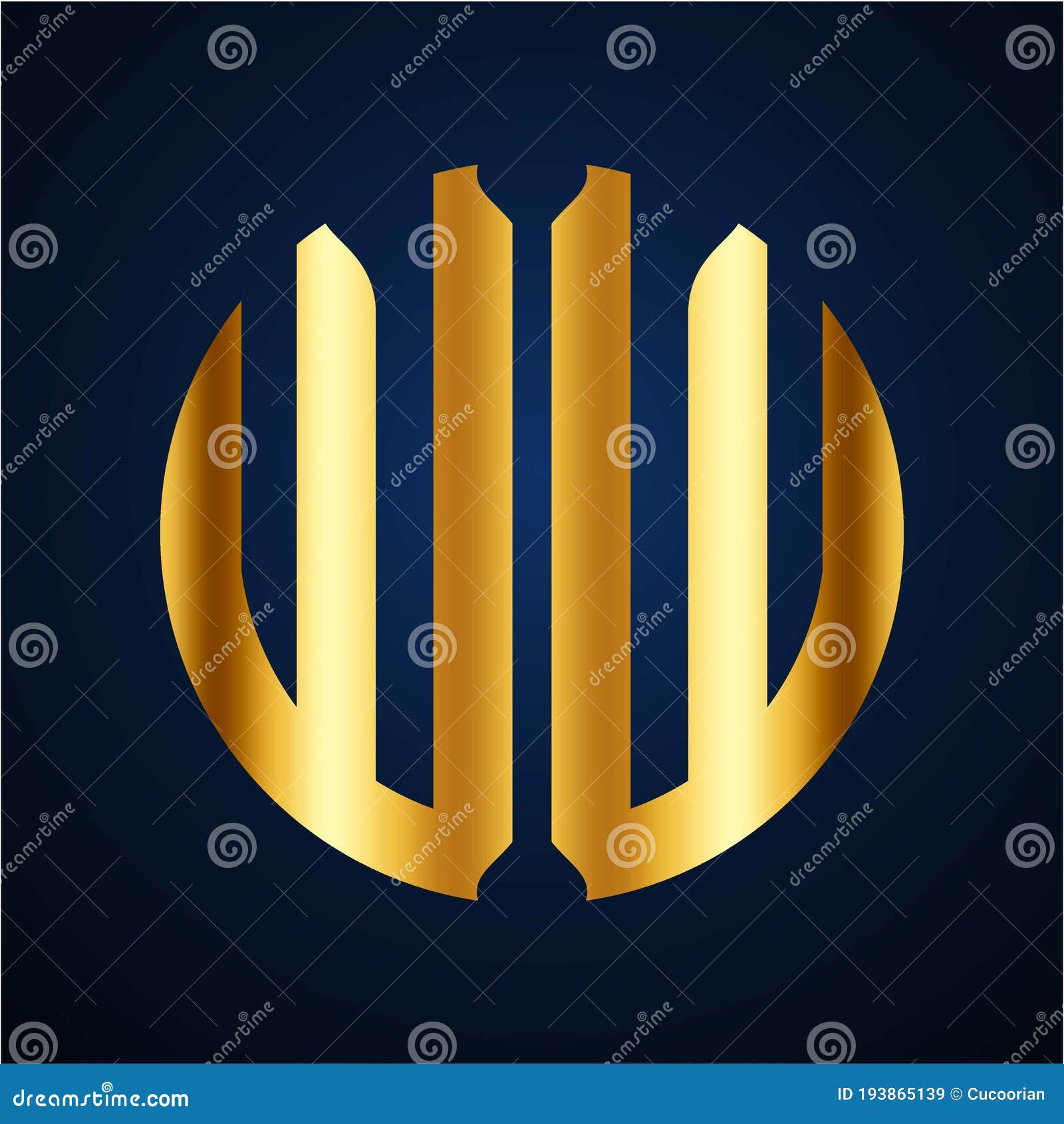 Initials W W Circular Shape and Elegant Gold Color Stock Vector ...