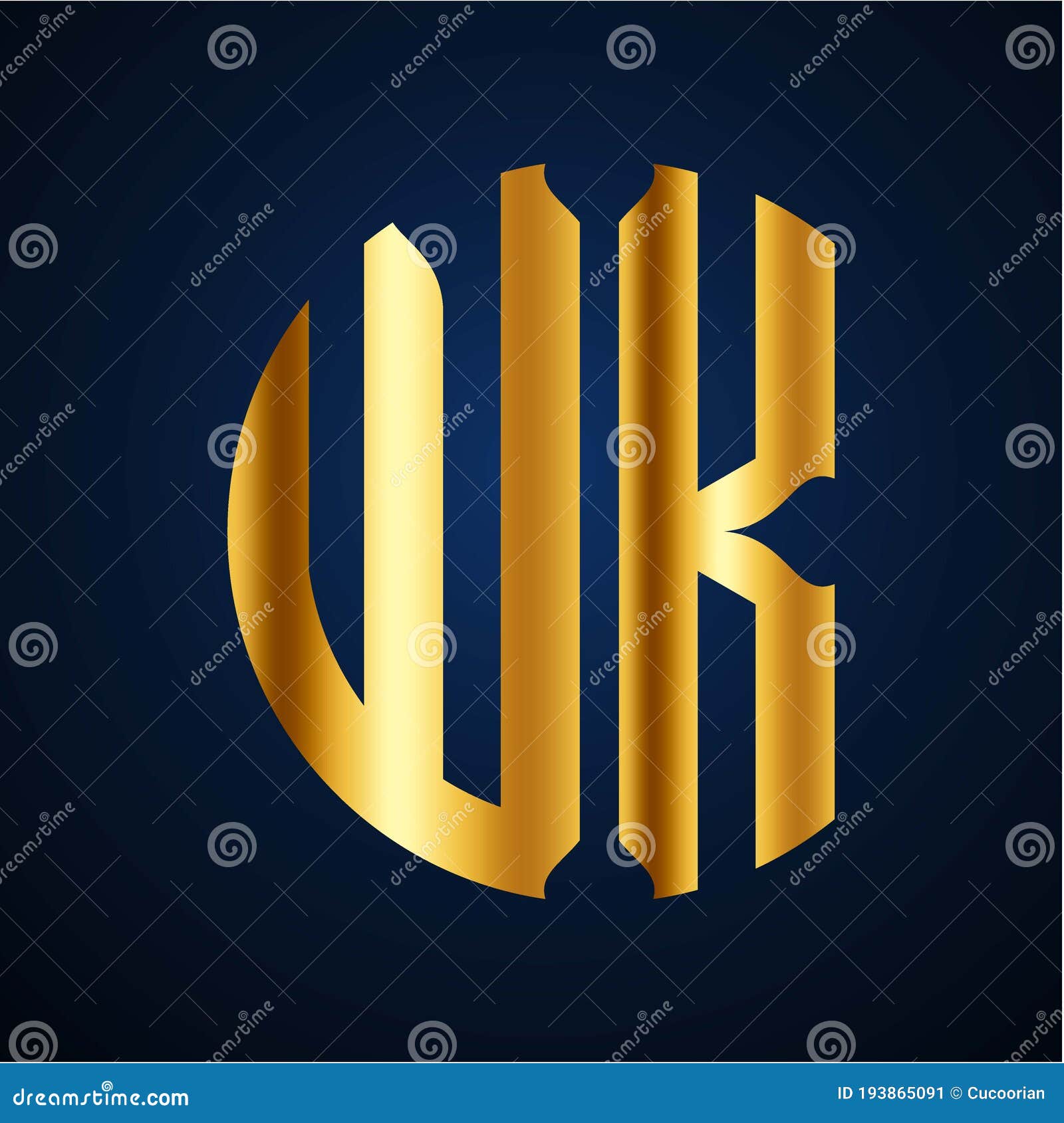Initials W K Circular Shape and Elegant Gold Color Stock Vector ...