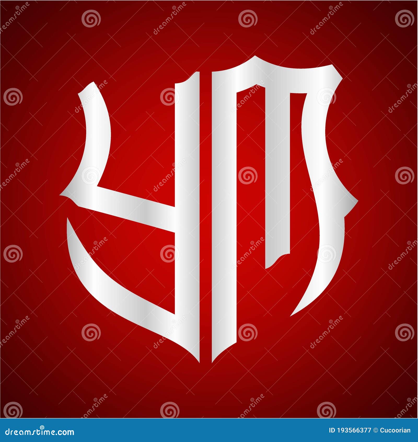 Initials Y M Shield Shape with Silver Color Stock Illustration ...