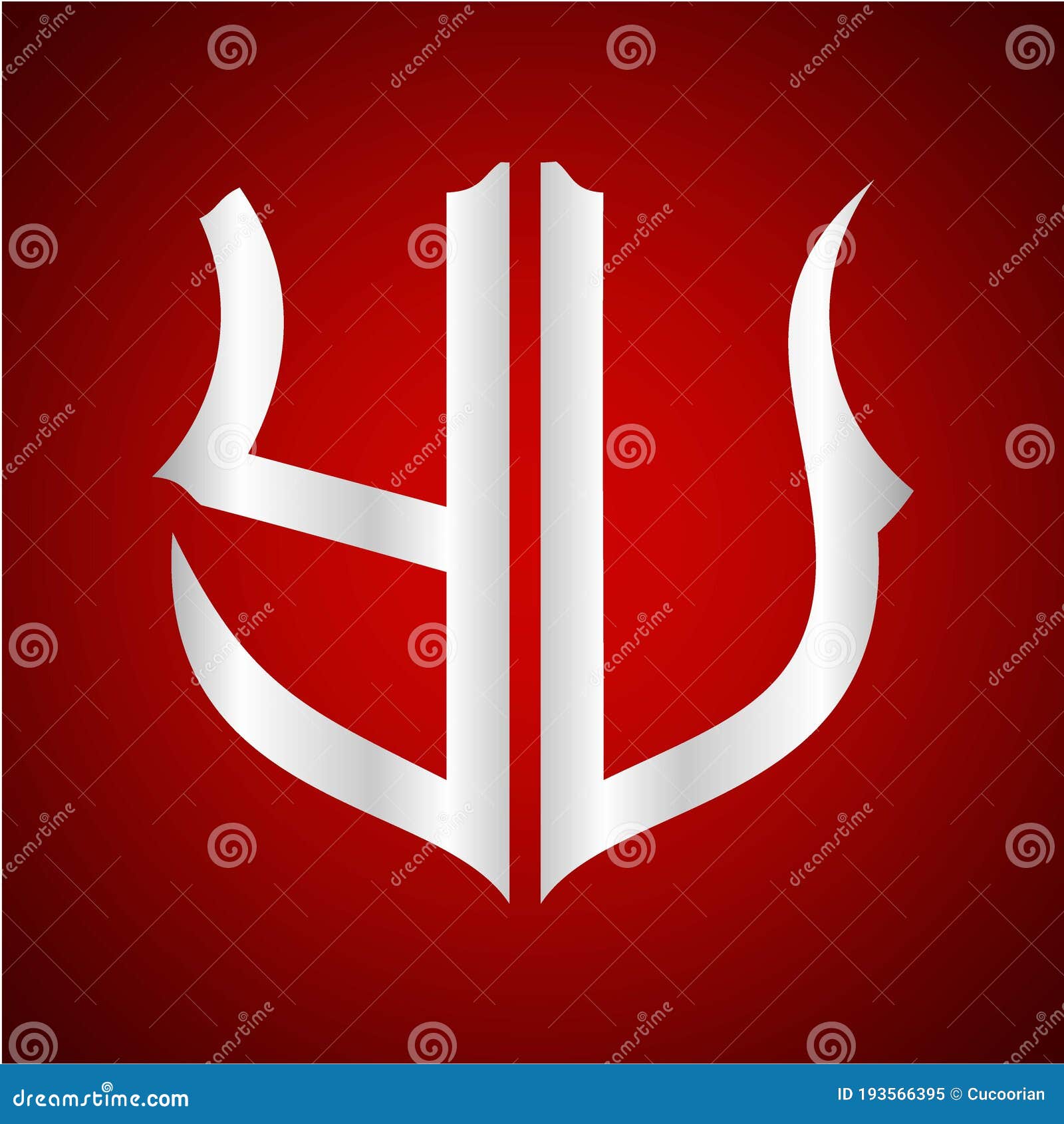 Initials Y U Shield Shape with Silver Color Stock Illustration ...