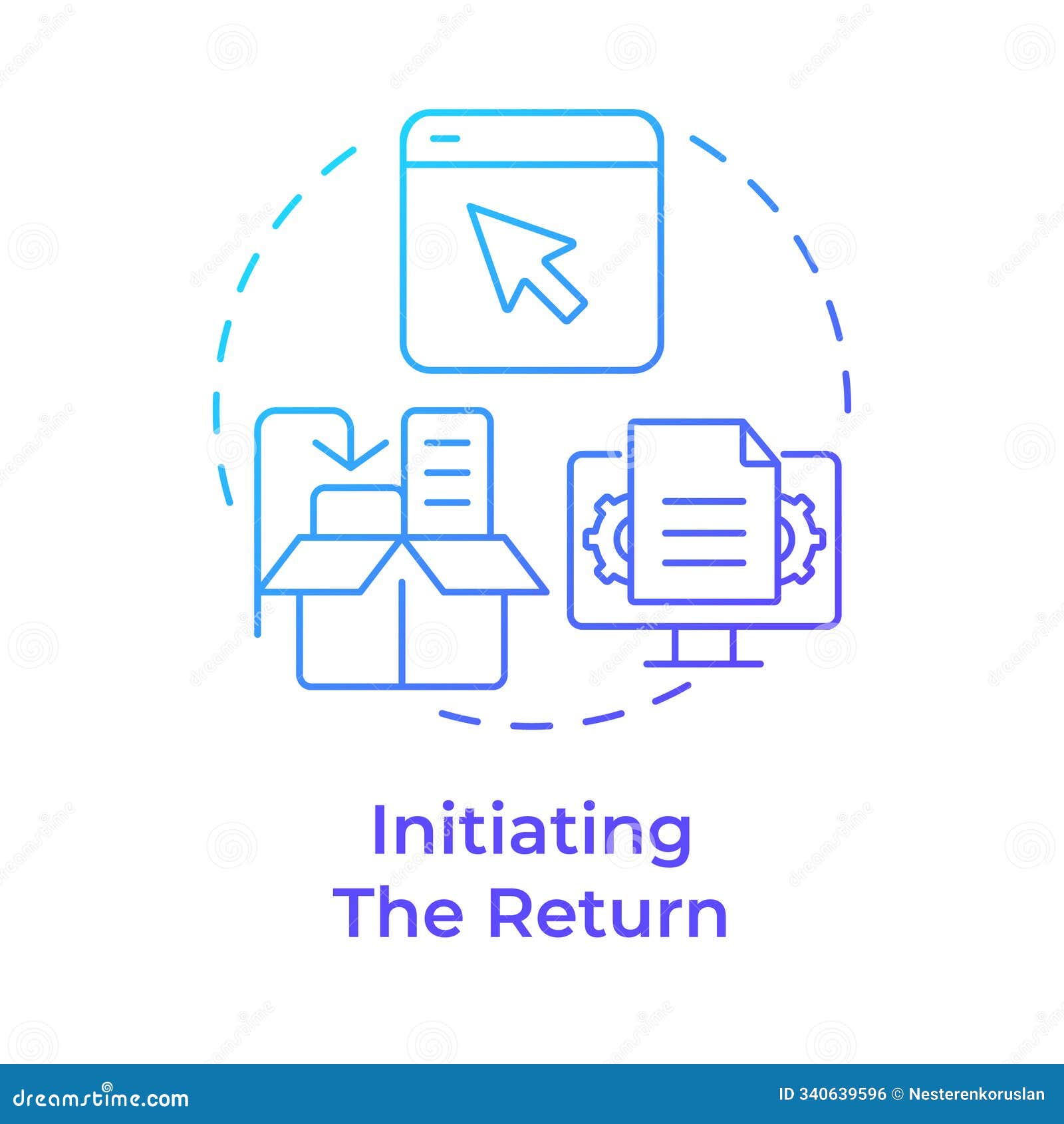 Initiating the Return Blue Gradient Concept Icon Stock Illustration ...