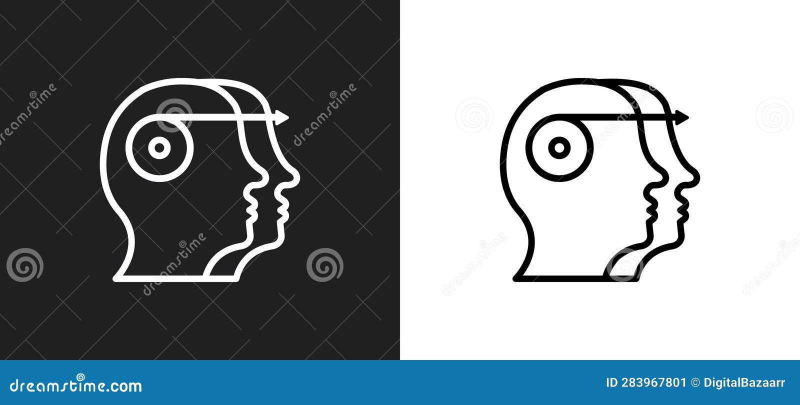 Initiative Outline Icon in White and Black Colors. Initiative Flat ...