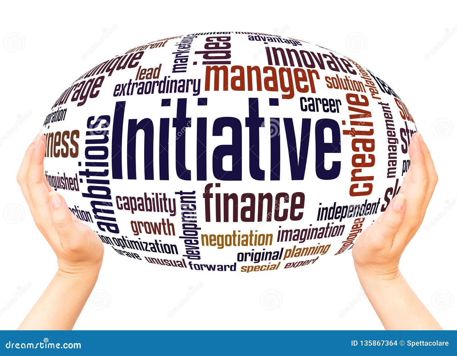 Initiative Word Cloud Hand Sphere Concept Stock Illustration ...