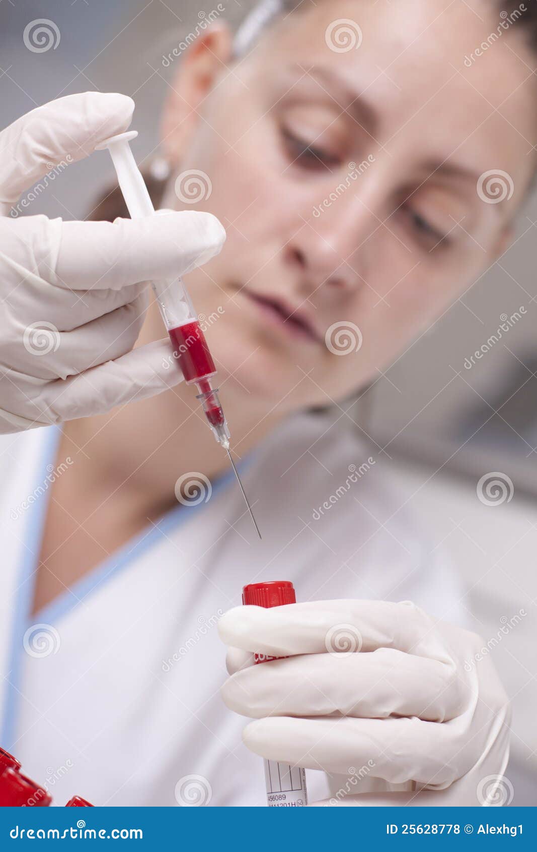 Injecting Blood in Test Tube Stock Photo - Image of pharmacy, hand ...