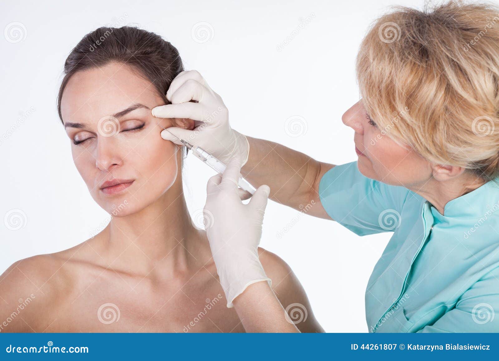 Injecting Botox on Isolated White Background Stock Image - Image of ...