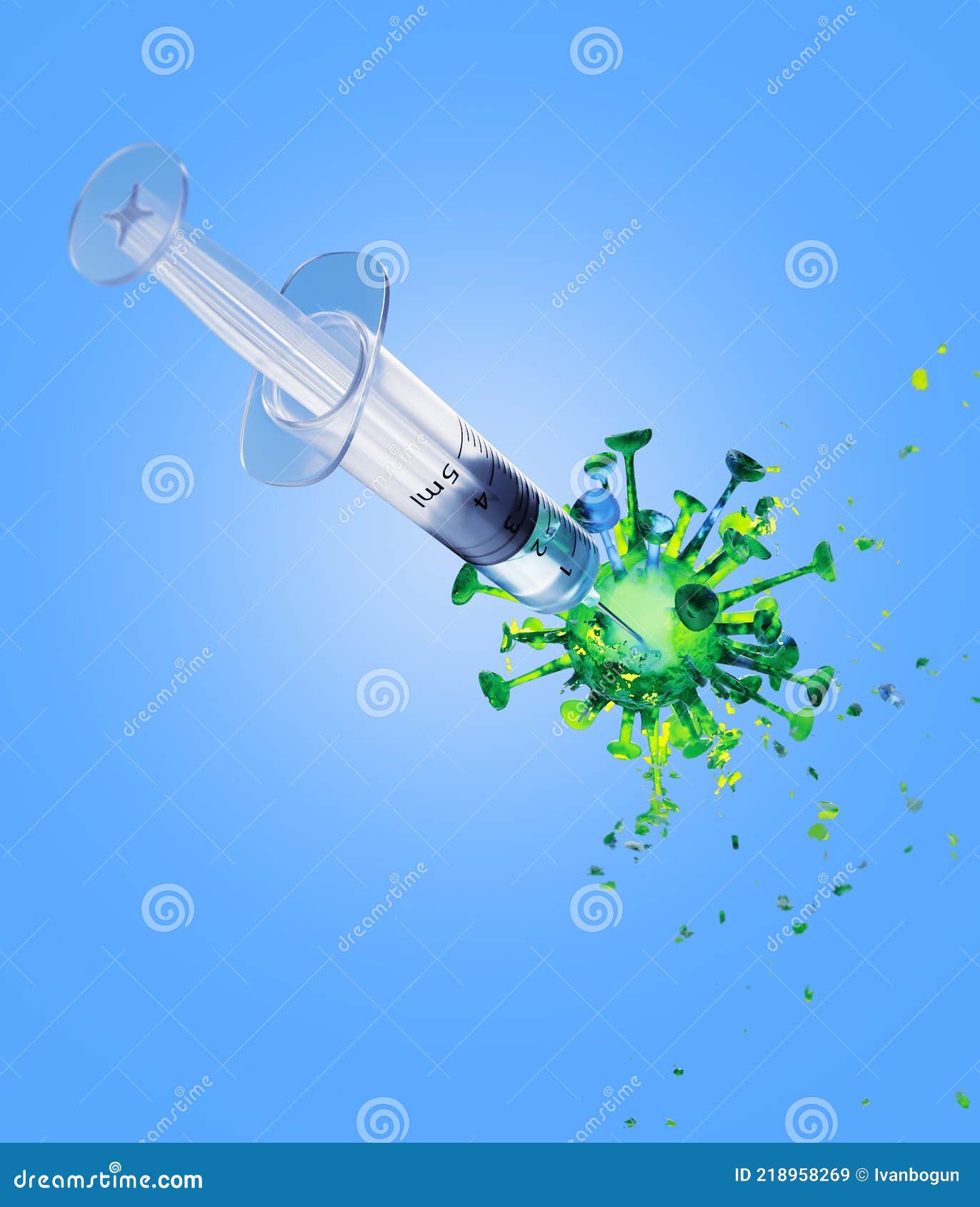 Injecting Dose To Kill the Virus Vaccine Concept. 3d Render ...
