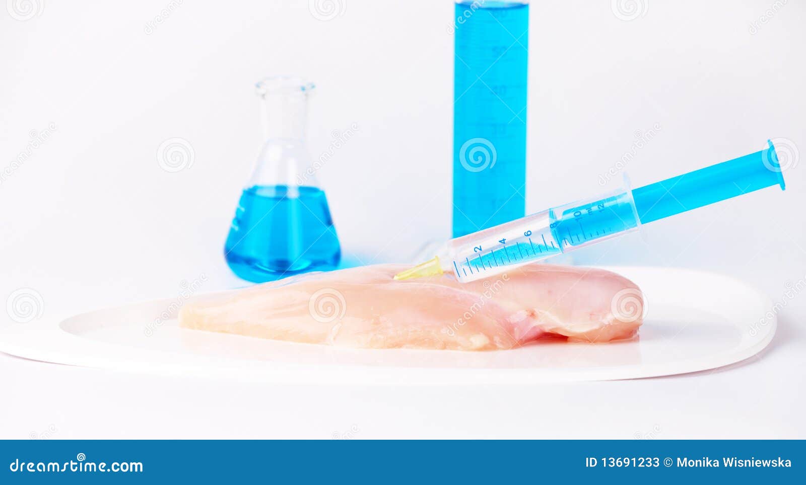 Injecting GMO chicken meat stock image. Image of fillet - 13691233