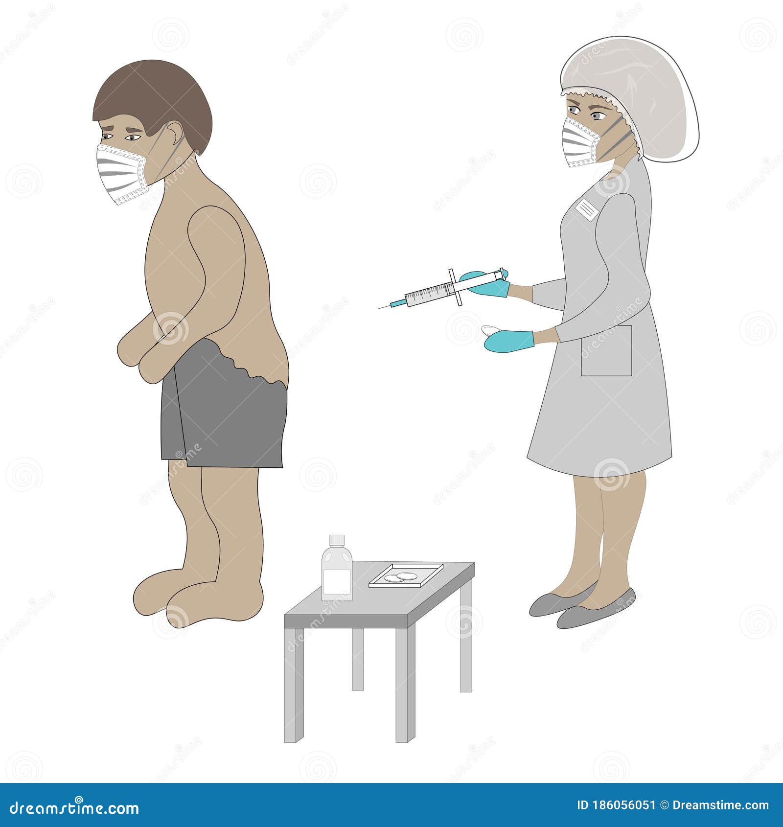 Injection stock vector. Illustration of person, syringe - 186056051