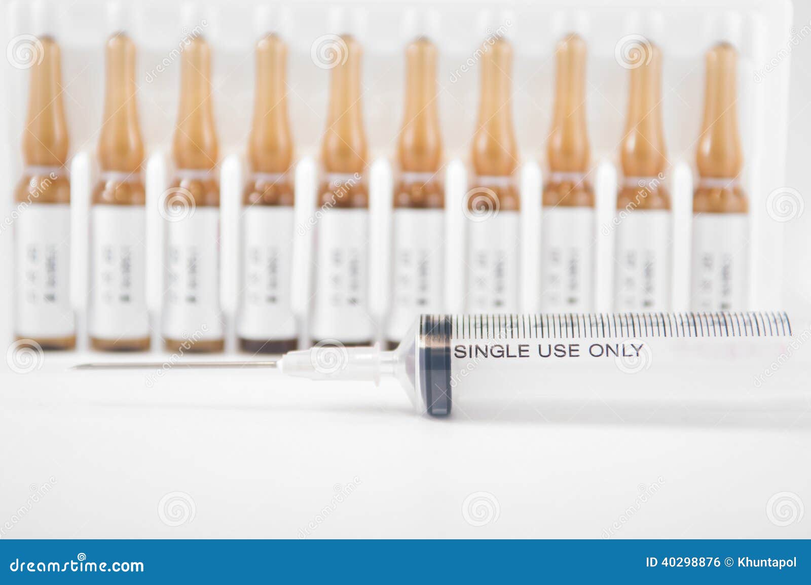 Injection Ampule Pack and Disposable Syringe Stock Photo - Image of ...