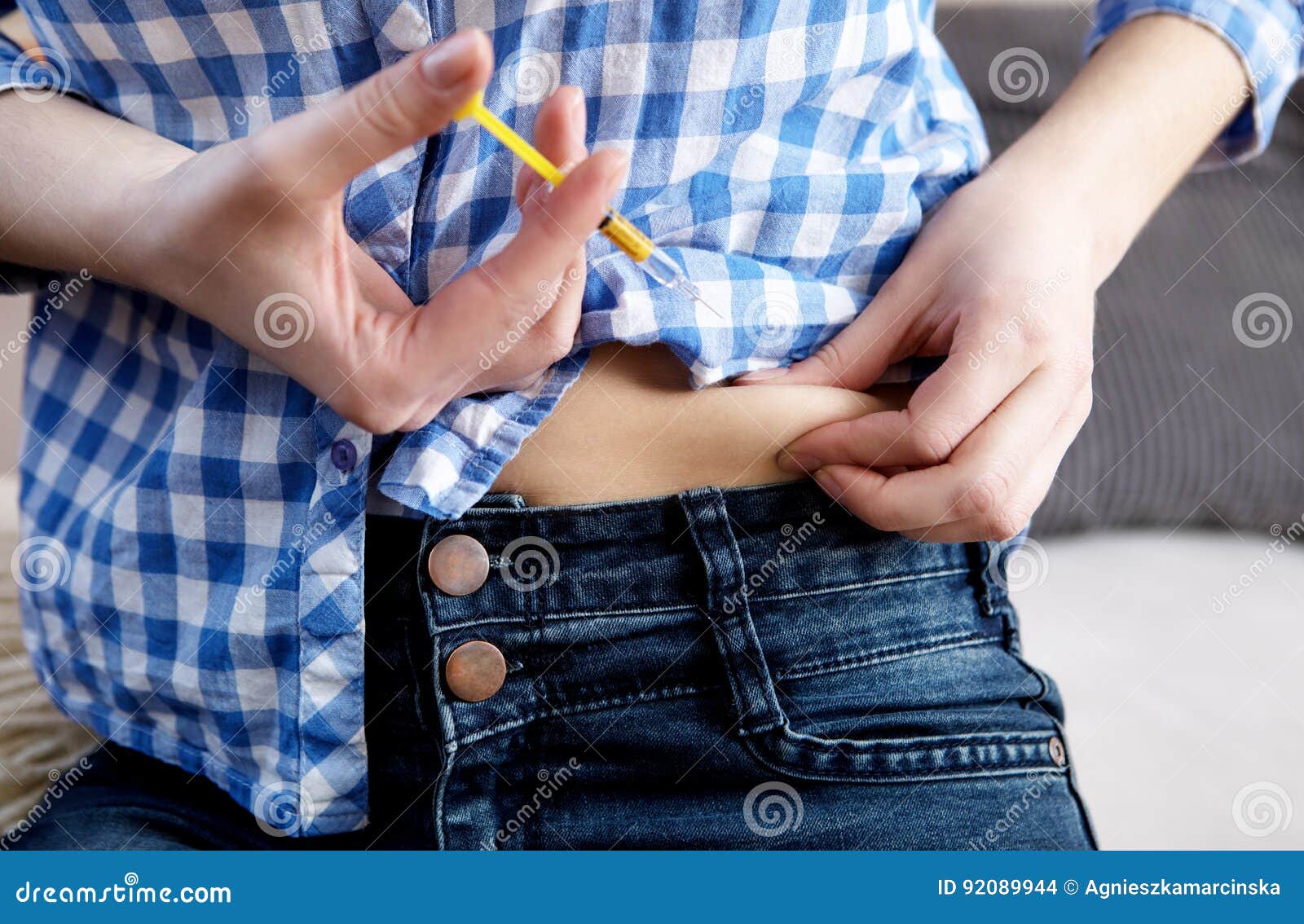 Injection in belly. stock photo. Image of insulin, diabetes - 92089944