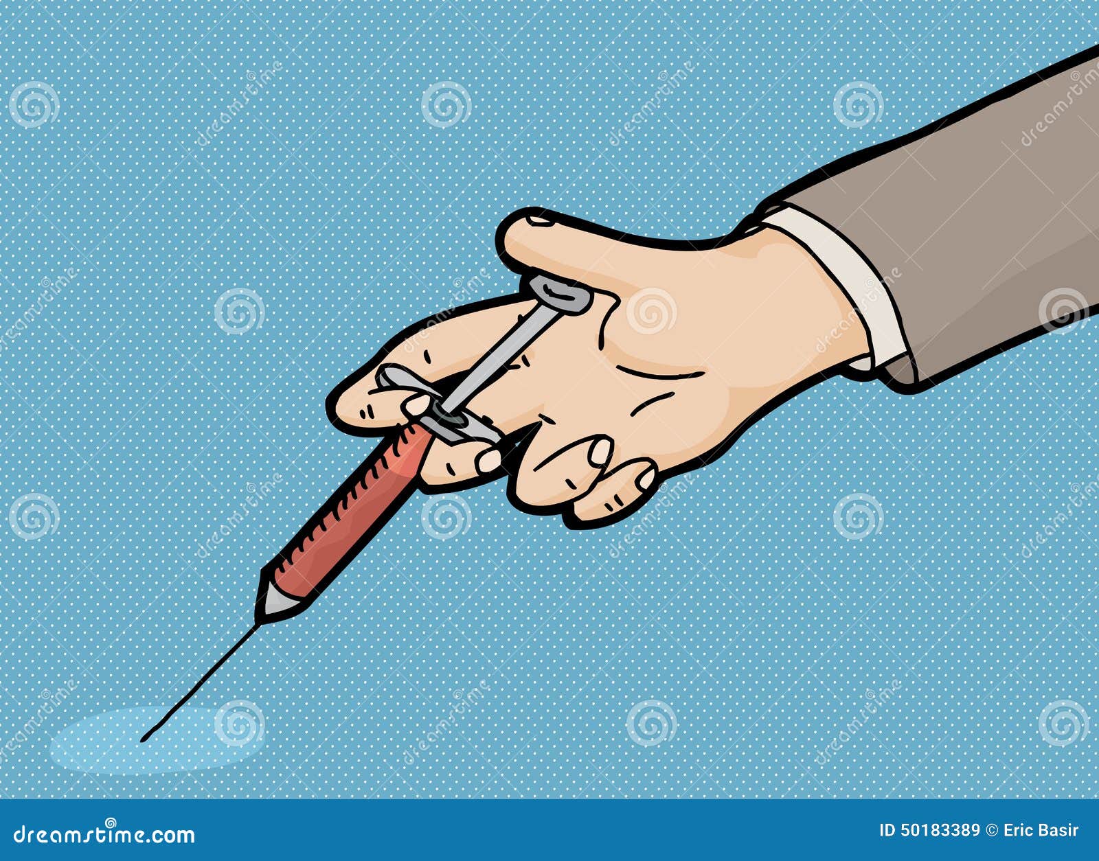 Injection Cartoon Over Blue Stock Illustration - Illustration of hand ...