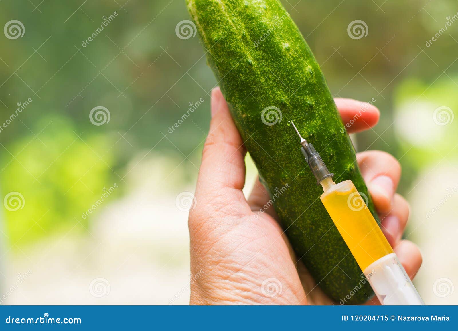 Injection in cucumber stock image. Image of background - 120204715