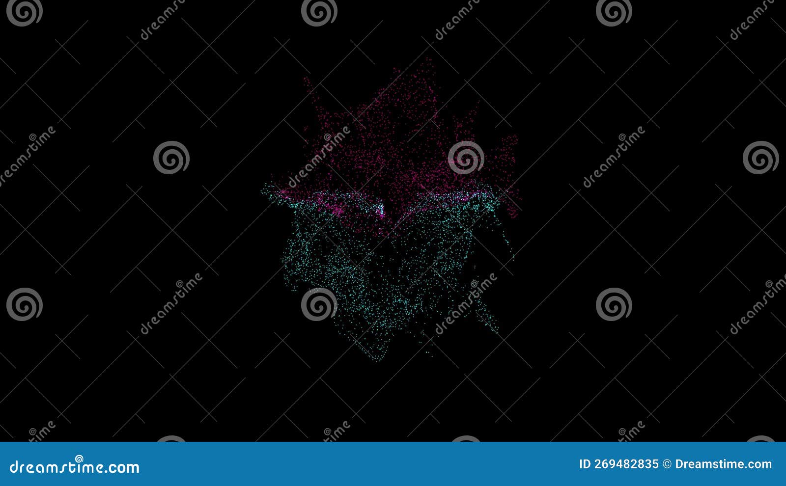 Injection of Fluorescent Ink in Water. 3d Render of Glow Particles in ...