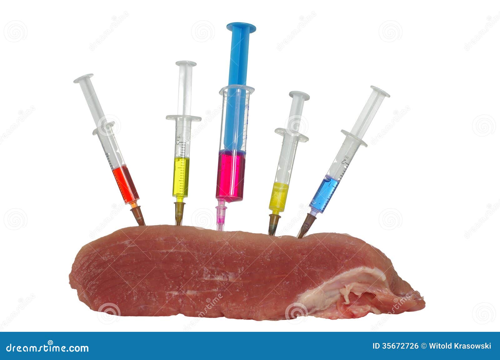 Injection into fresh meat stock photo. Image of isolated - 35672726