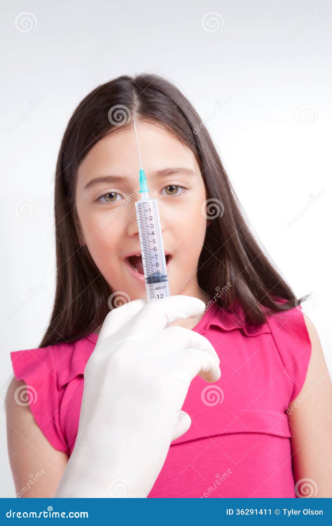 Injection in Front of Girl stock image. Image of care - 36291411
