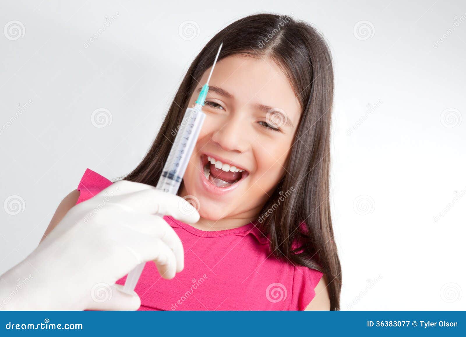 Injection in Front of Girl stock image. Image of isolated - 36383077