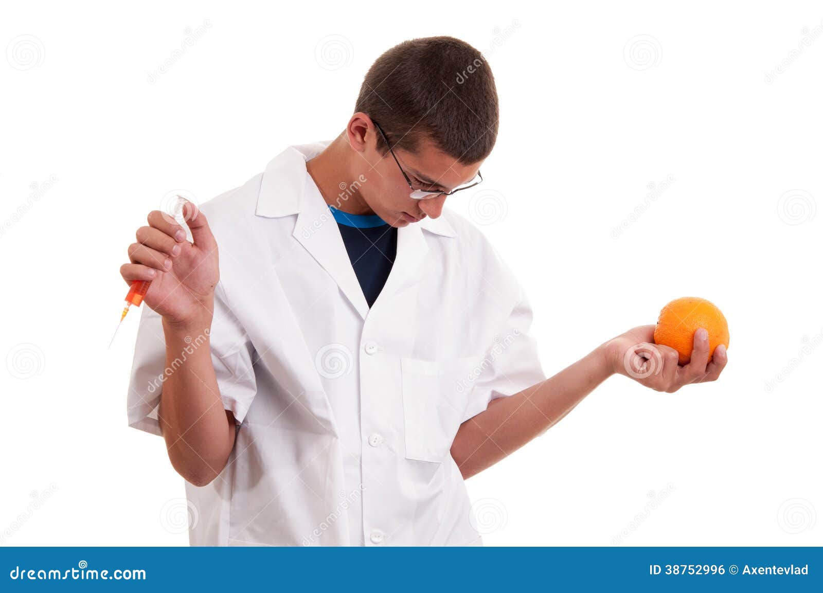 Injection into Fruits. Genetically Modified Fruit Stock Photo - Image ...