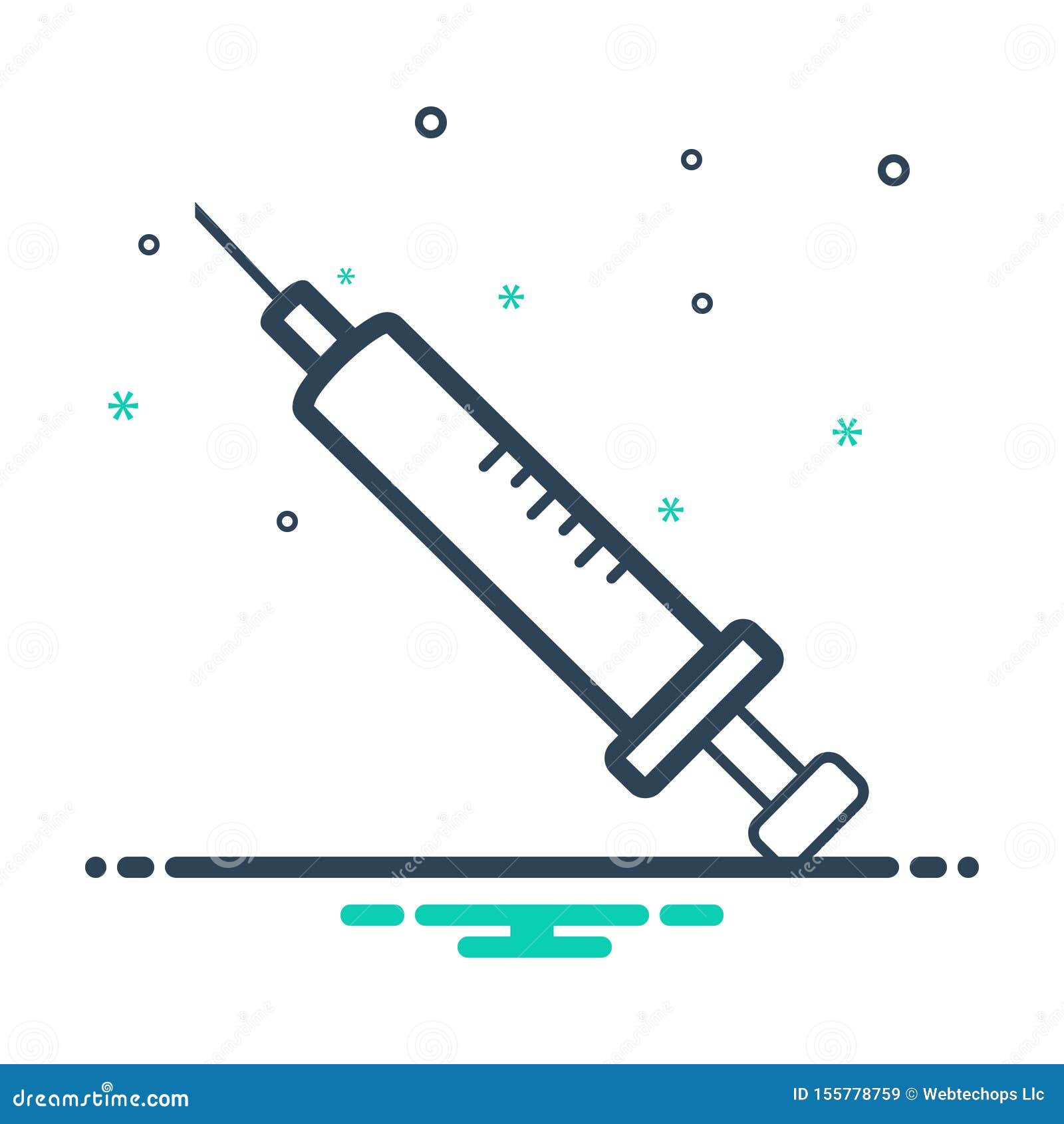 Black Mix Icon for Injection, Needle and Syringe Stock Illustration ...