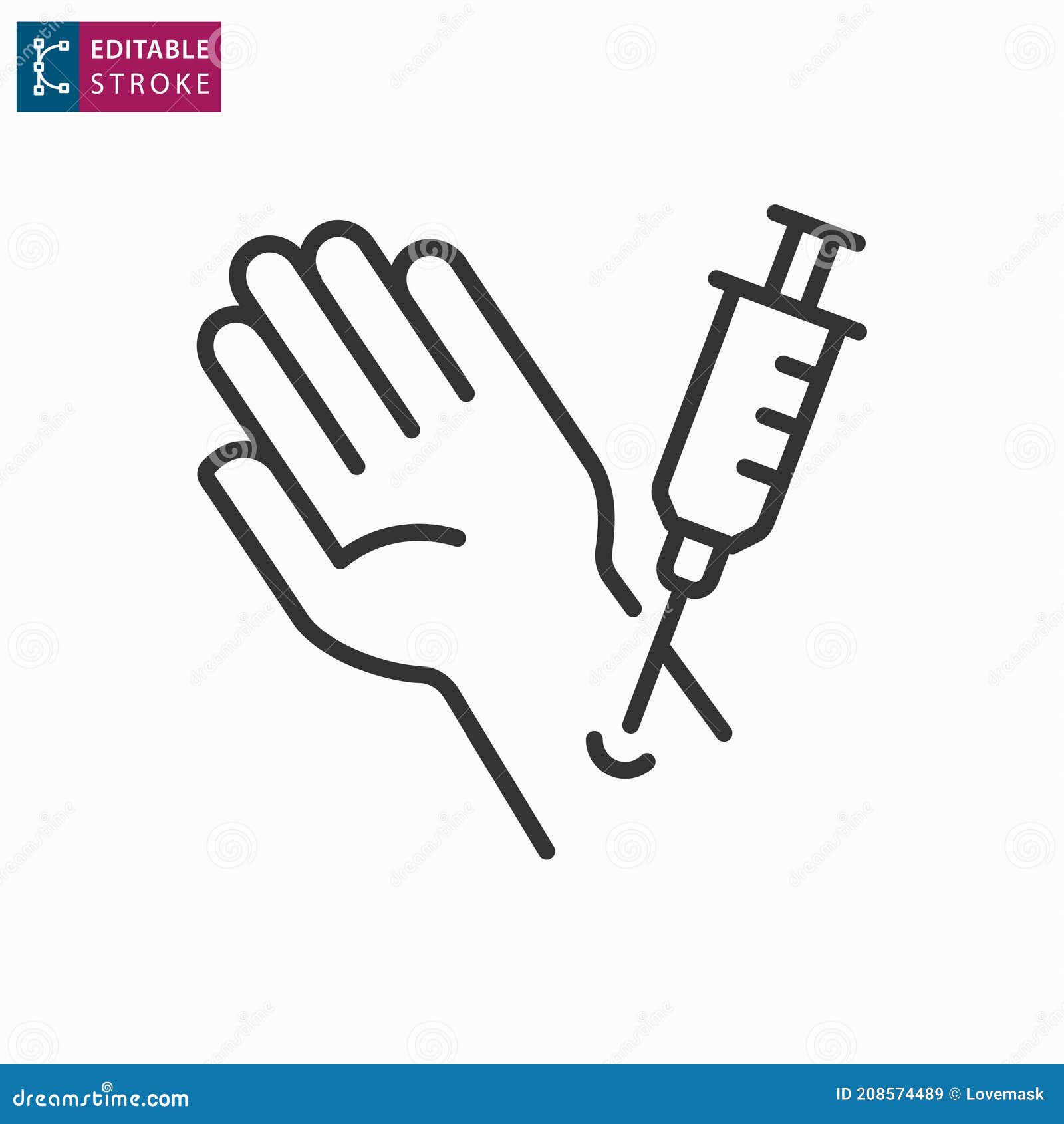 Injection Line Icon on White Background. Editable Stroke. Stock Vector ...