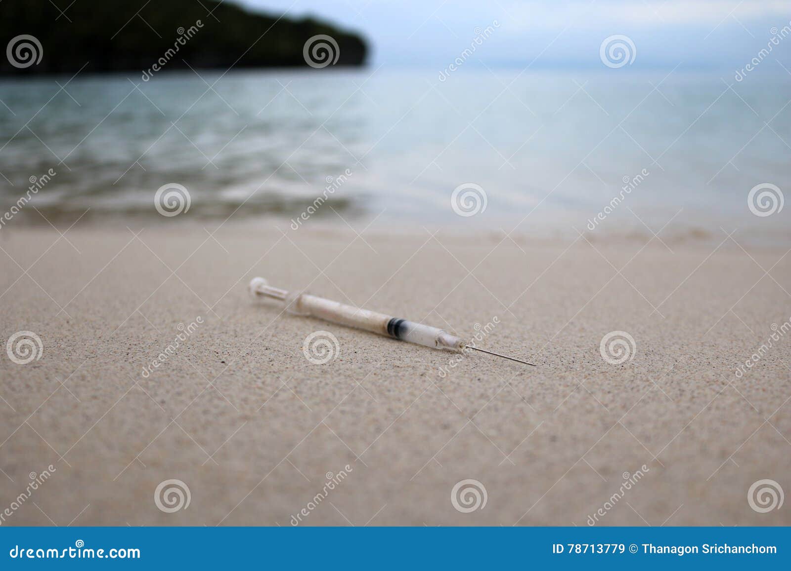 Injection Needles on the Beach. Stock Image - Image of foot, beach ...