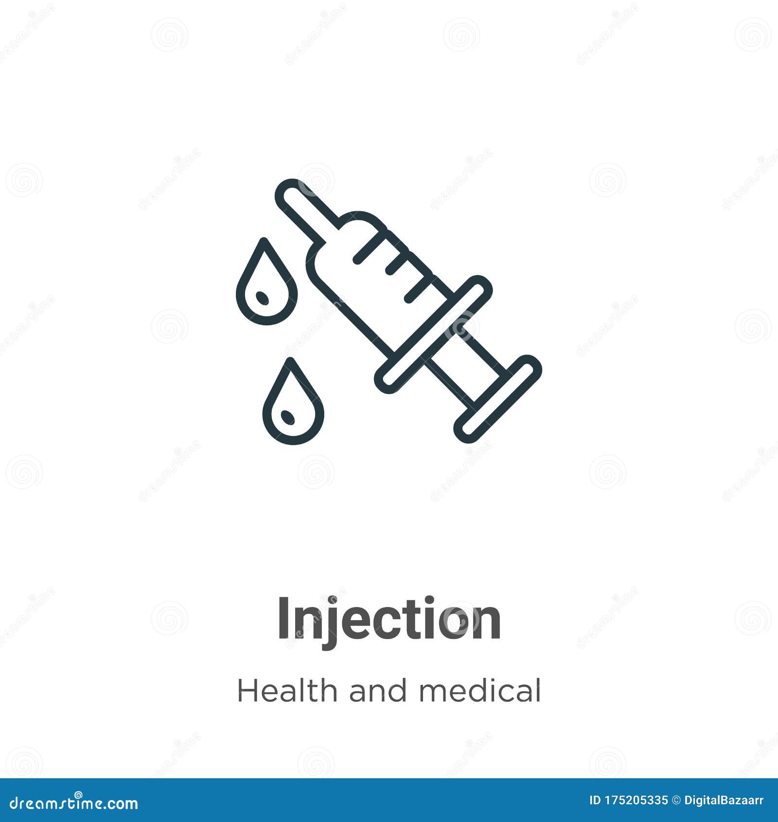 Injection Outline Vector Icon. Thin Line Black Injection Icon, Flat ...