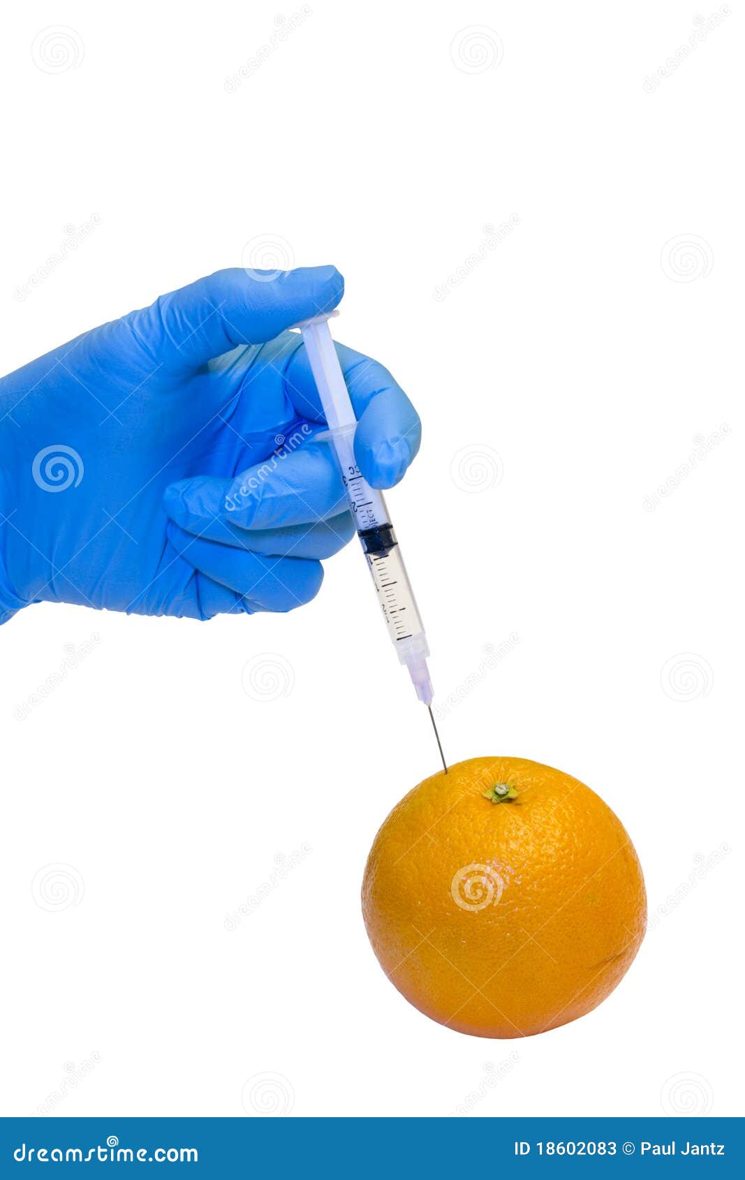 Injection Practice on an Orange Stock Image - Image of concept, hand ...