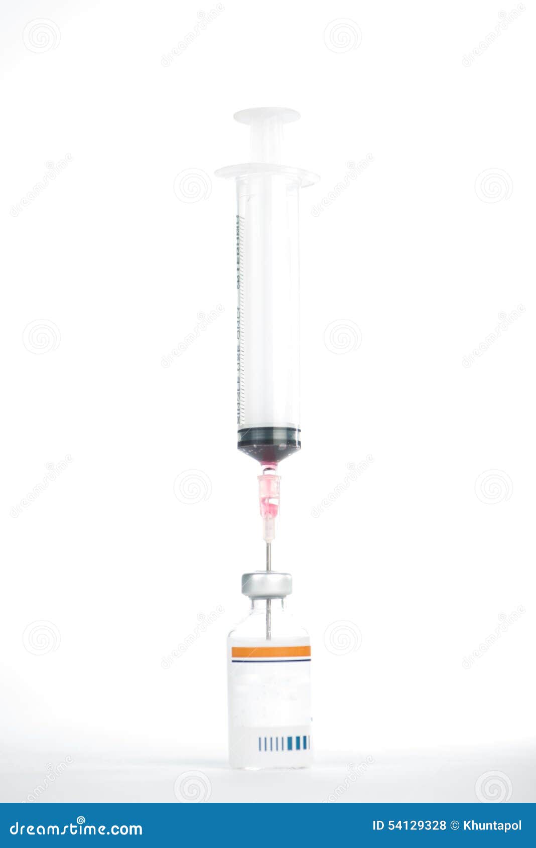 Injection Preparation with Vial and Syringe on White Stock Photo ...