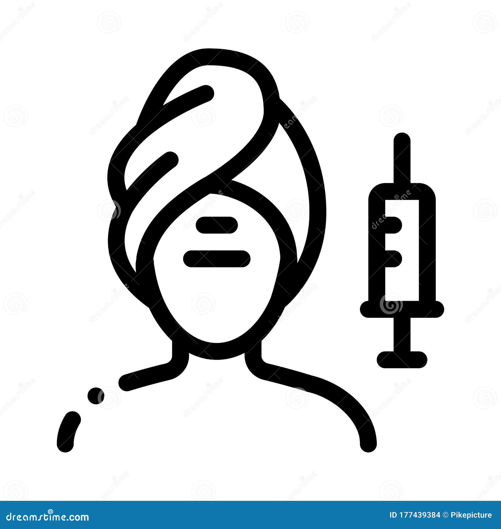 Injection into Problem Areas of Face Icon Vector Outline Illustration ...