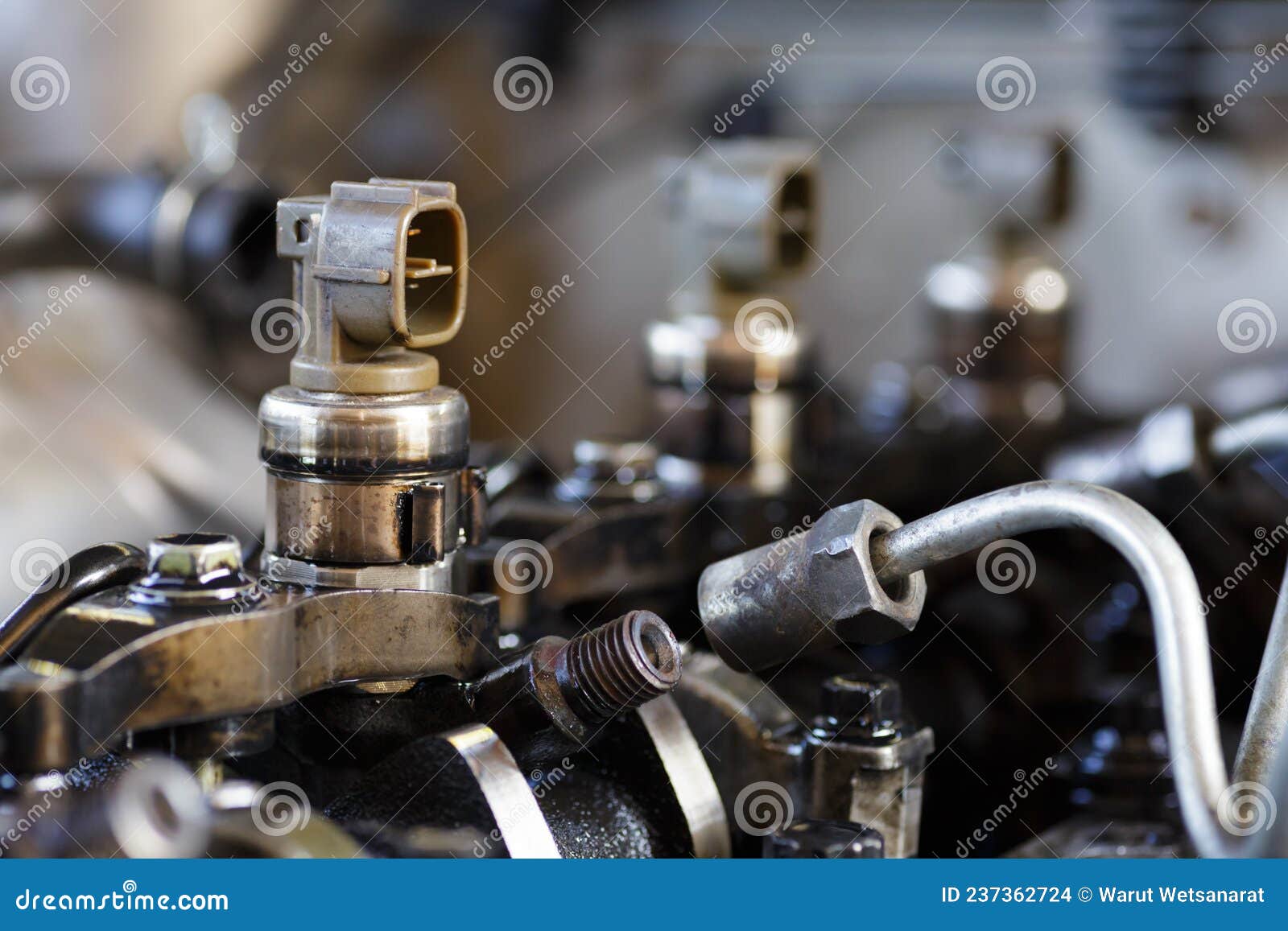 Old Engine Repair Fuel Injection.Common Rail Diesel Injection System on ...