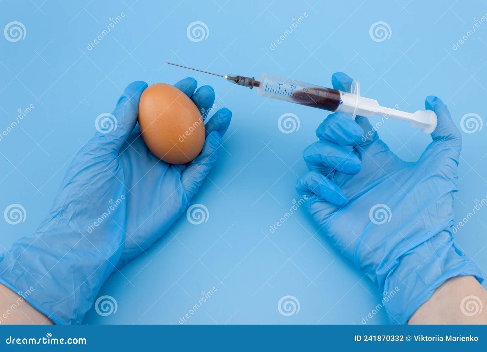 Injection with a Syringe into the Egg Stock Photo - Image of food ...