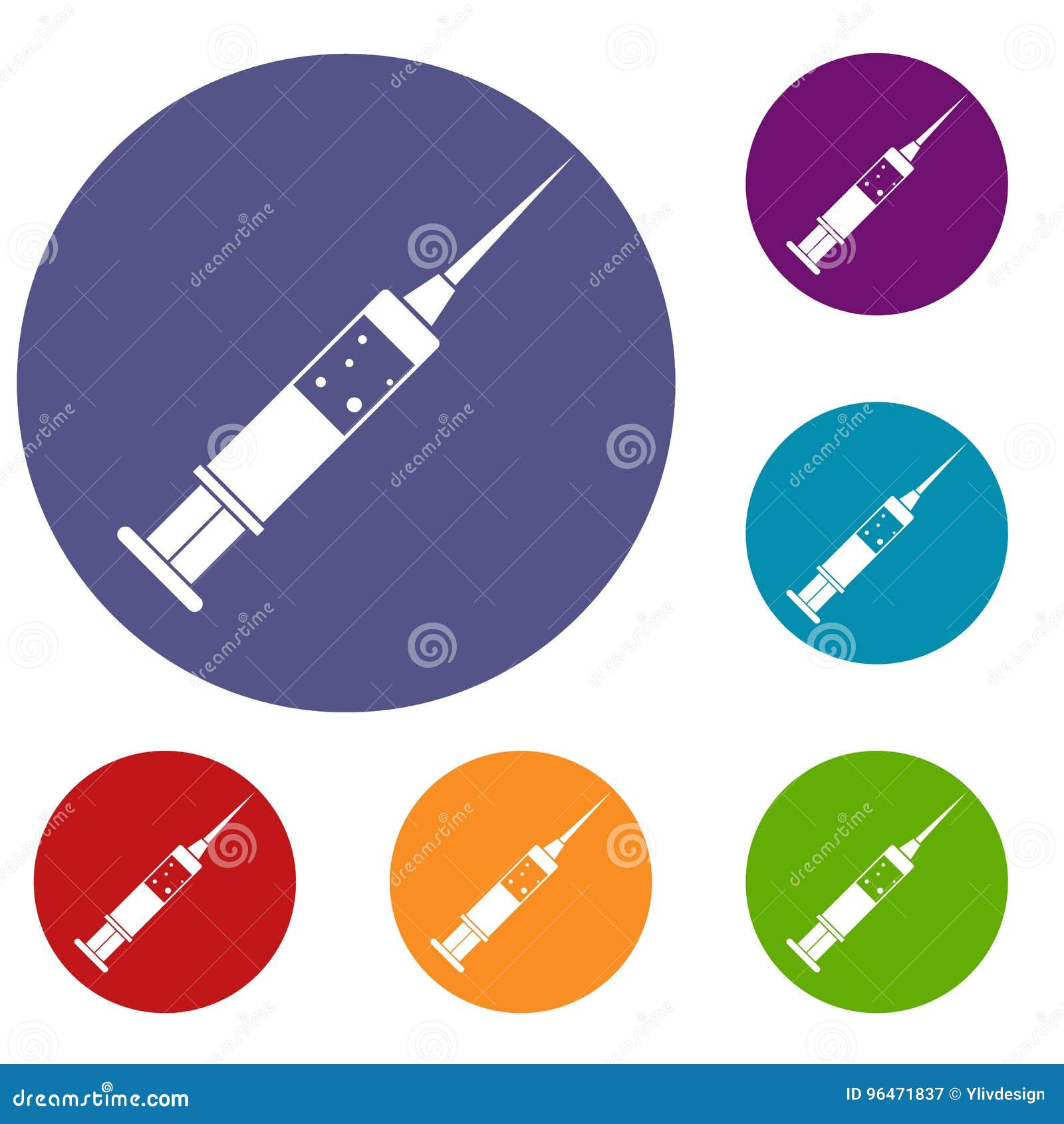 Injection Syringe Icons Set Stock Vector - Illustration of medication ...