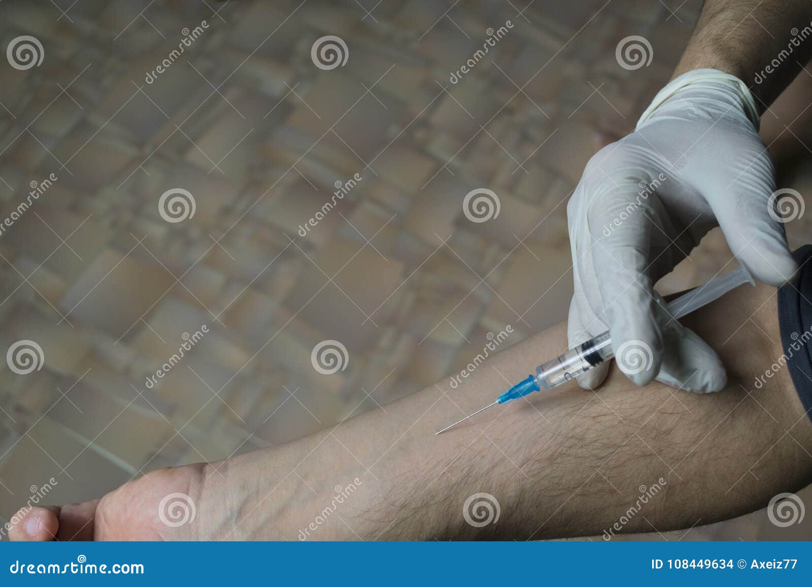 Injection with a syringe stock photo. Image of human - 108449634