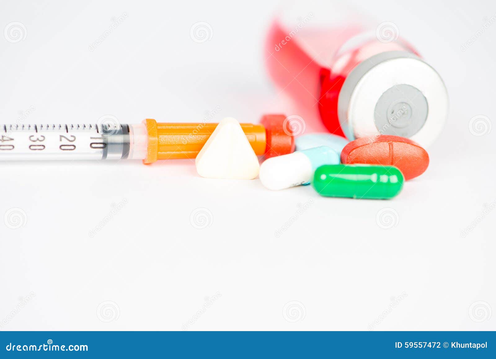 Injection Syringe and Medicine Background Stock Photo - Image of ...