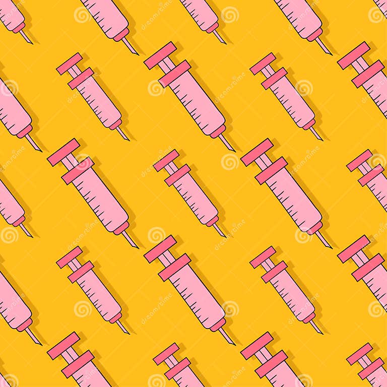Injection Syringe Seamless Repeat Pattern. Background Illustration ...