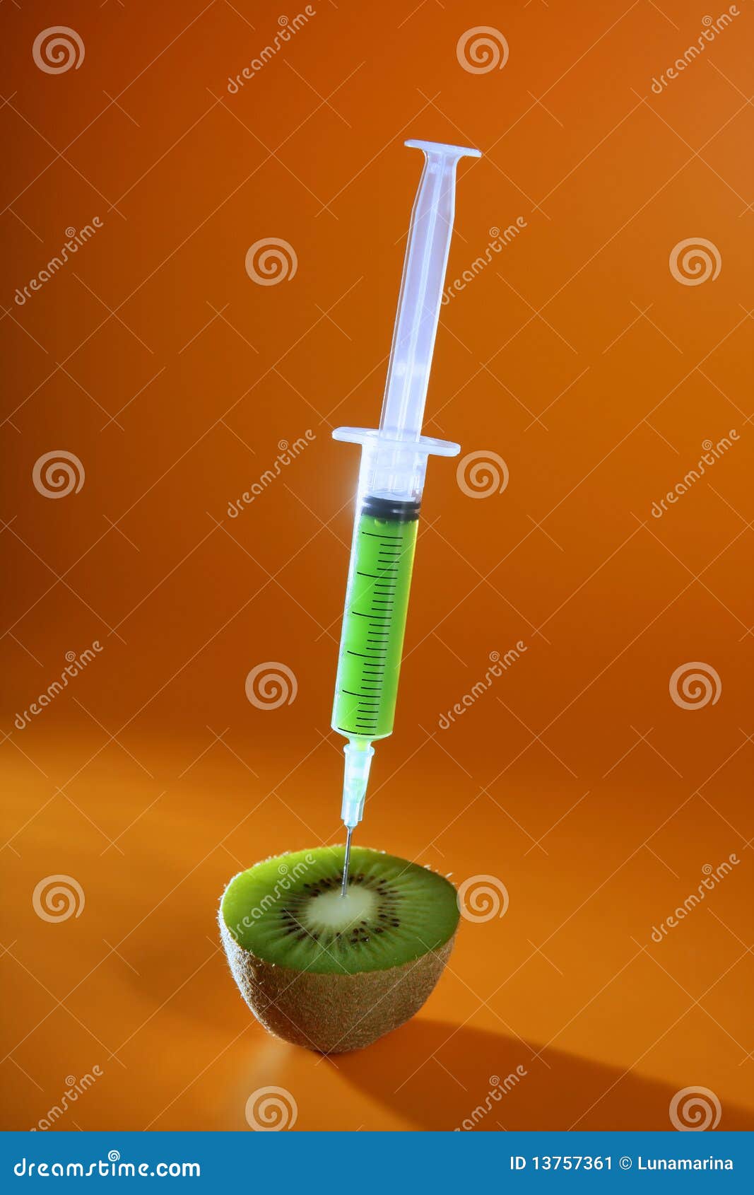 Injection with Syringe To a Green Kiwi Fruit Stock Image - Image of ...