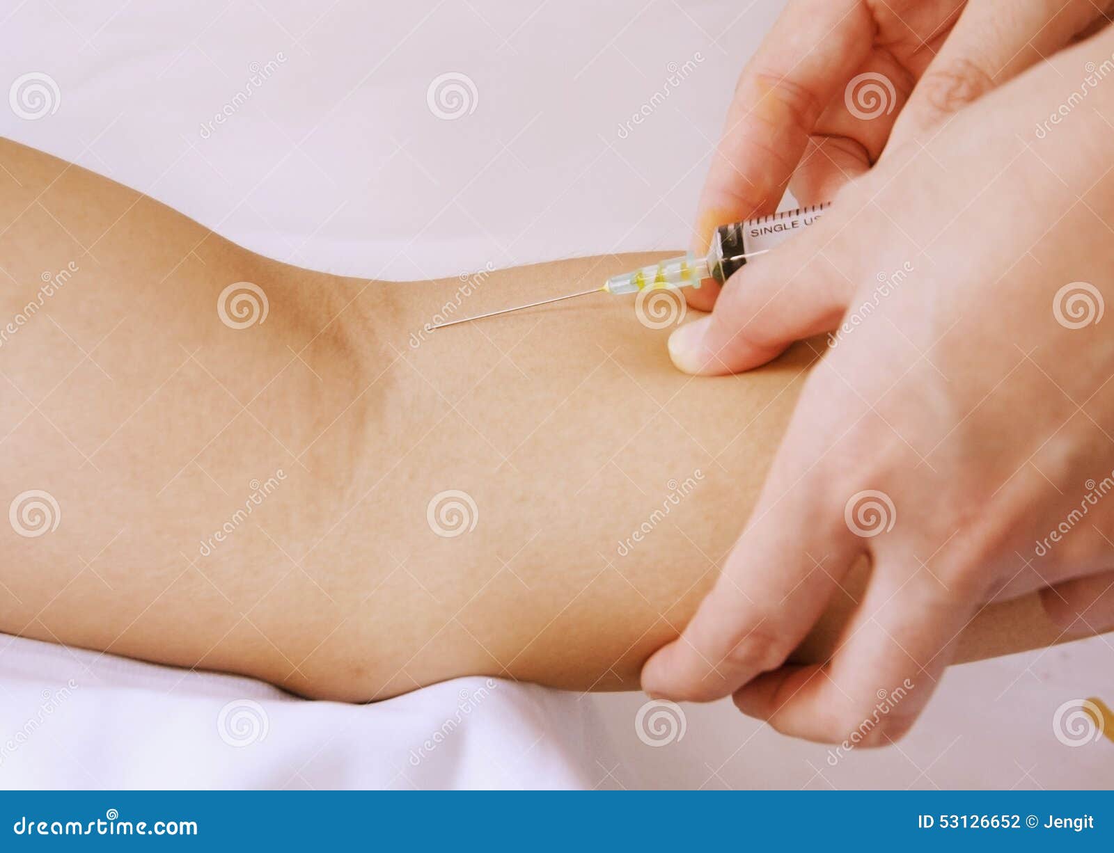 Injection to a patient stock photo. Image of sterile - 53126652